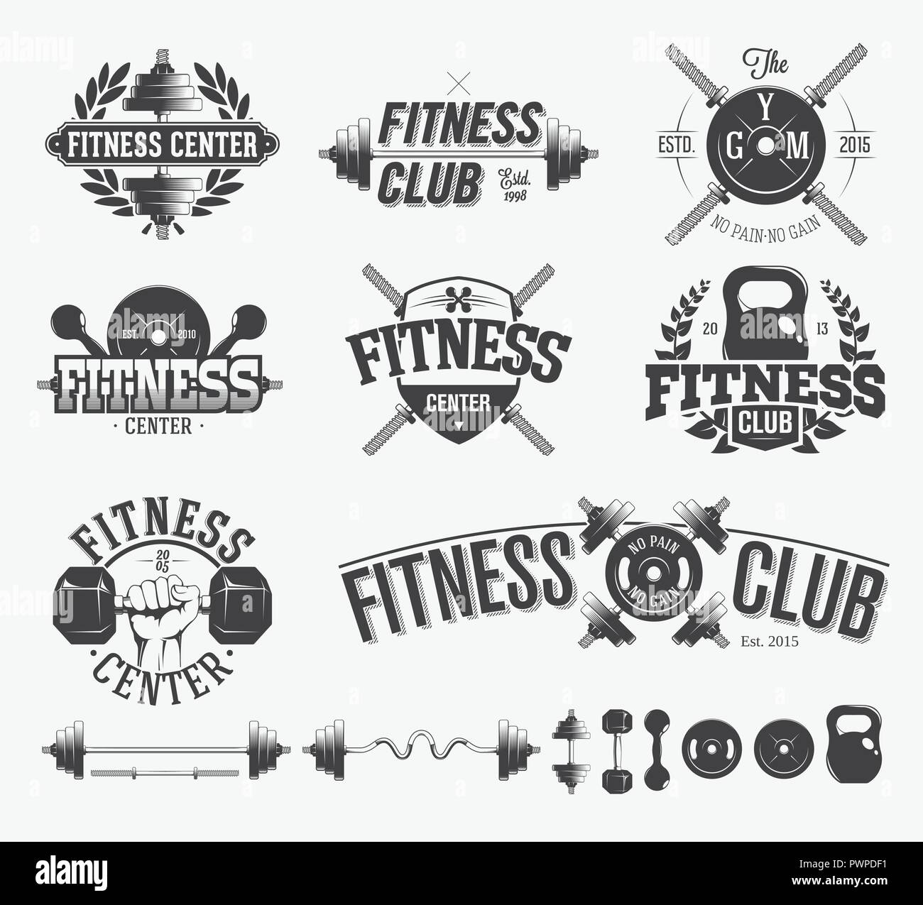 Typographic Fitness Emblems template for your logo design Stock Vector ...
