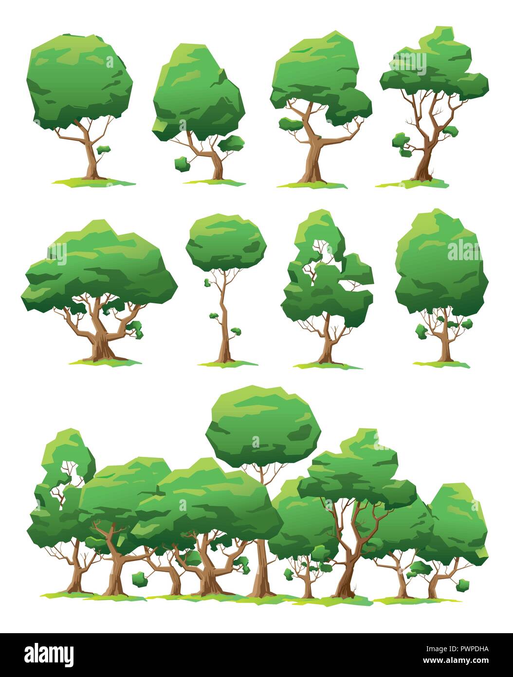 Set of vector trees of various forms illustration for your design Stock ...