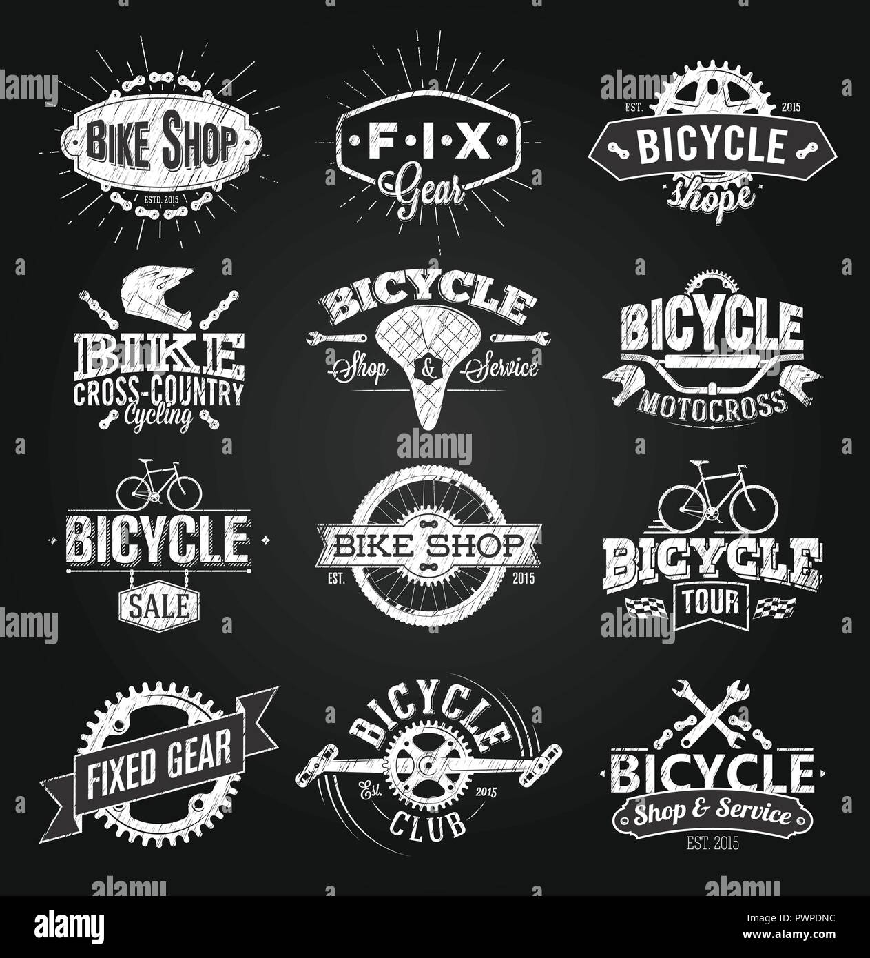 Typographic Bicycle Label and Logo chalk drawing template for your logo ...