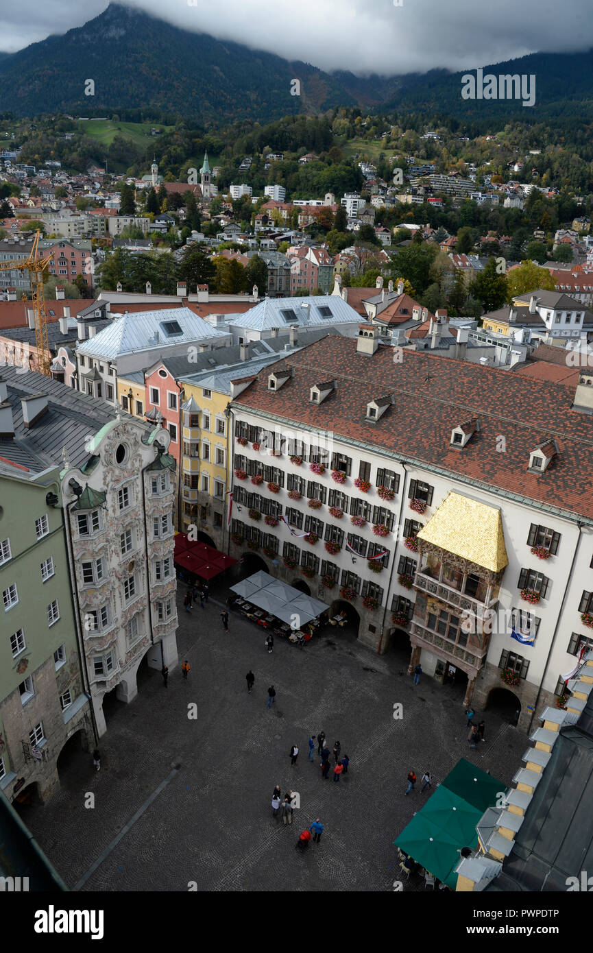 Austria, Tirol, Innsbruck, view from the city tower on the old city and ...