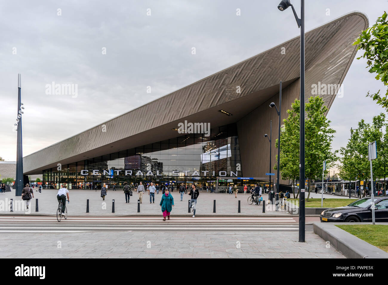People at the main entrance to Rotterdam Centraal station - the main ...