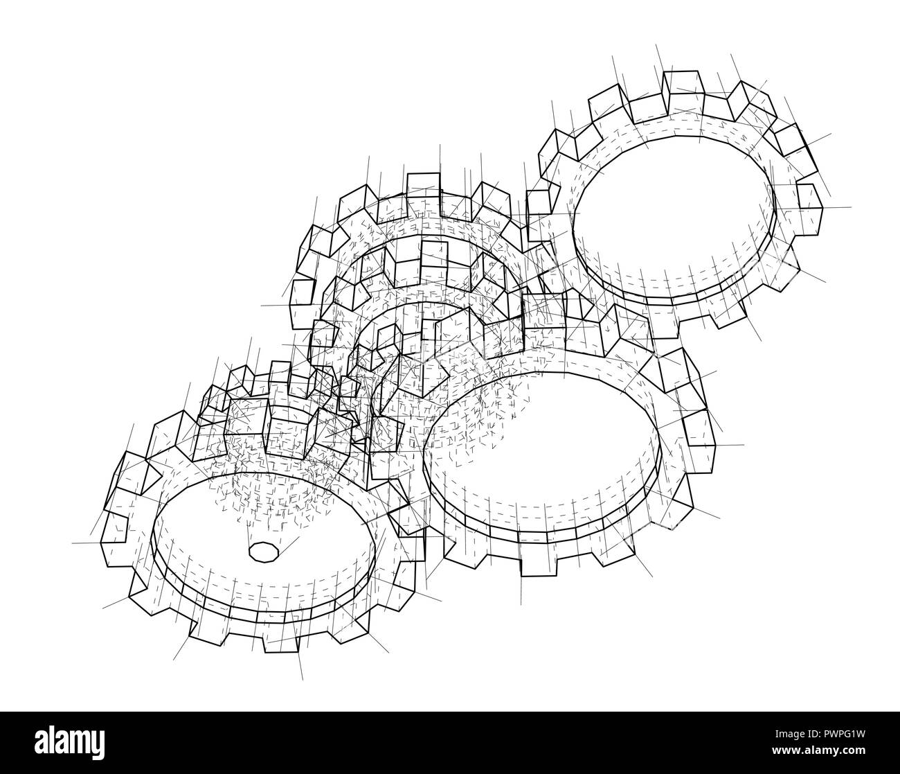 3D gears. Vector Stock Vector Image & Art - Alamy