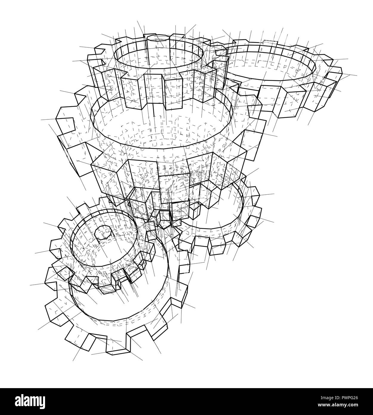 3D gears. Vector Stock Vector Image & Art - Alamy