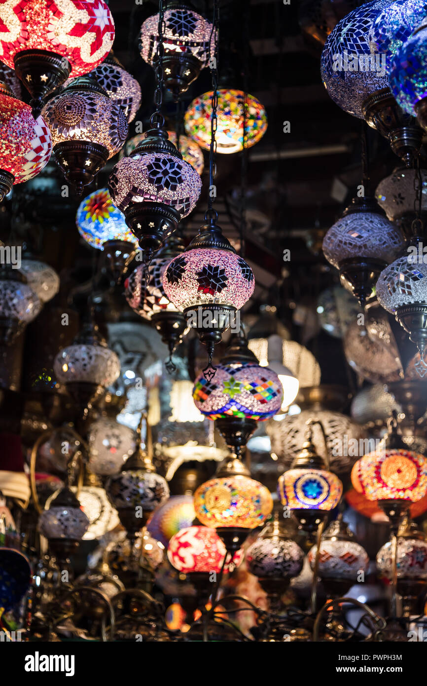 Colorful glass lamps Stock Photo - Alamy