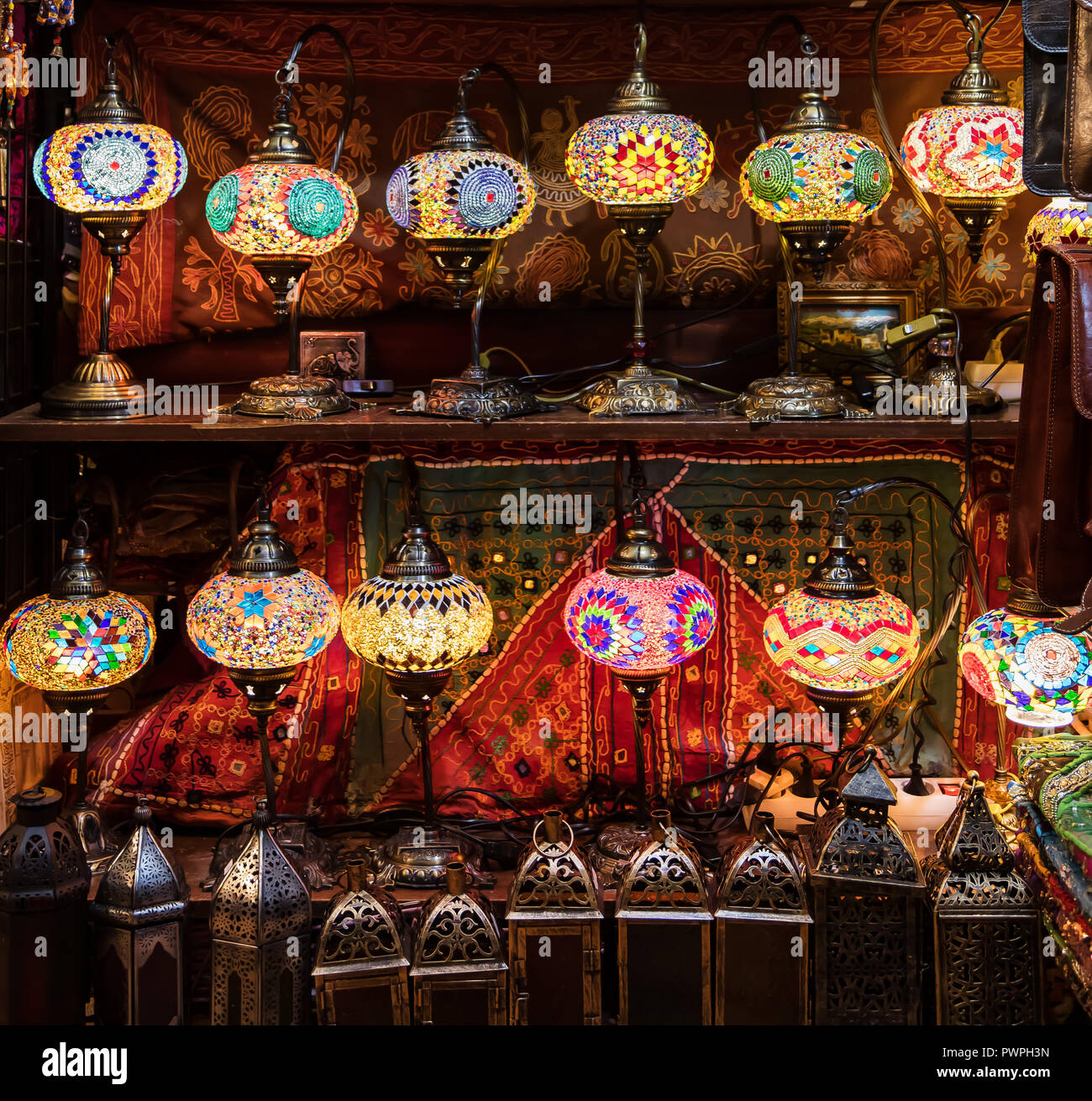 Colorful glass lamps Stock Photo - Alamy