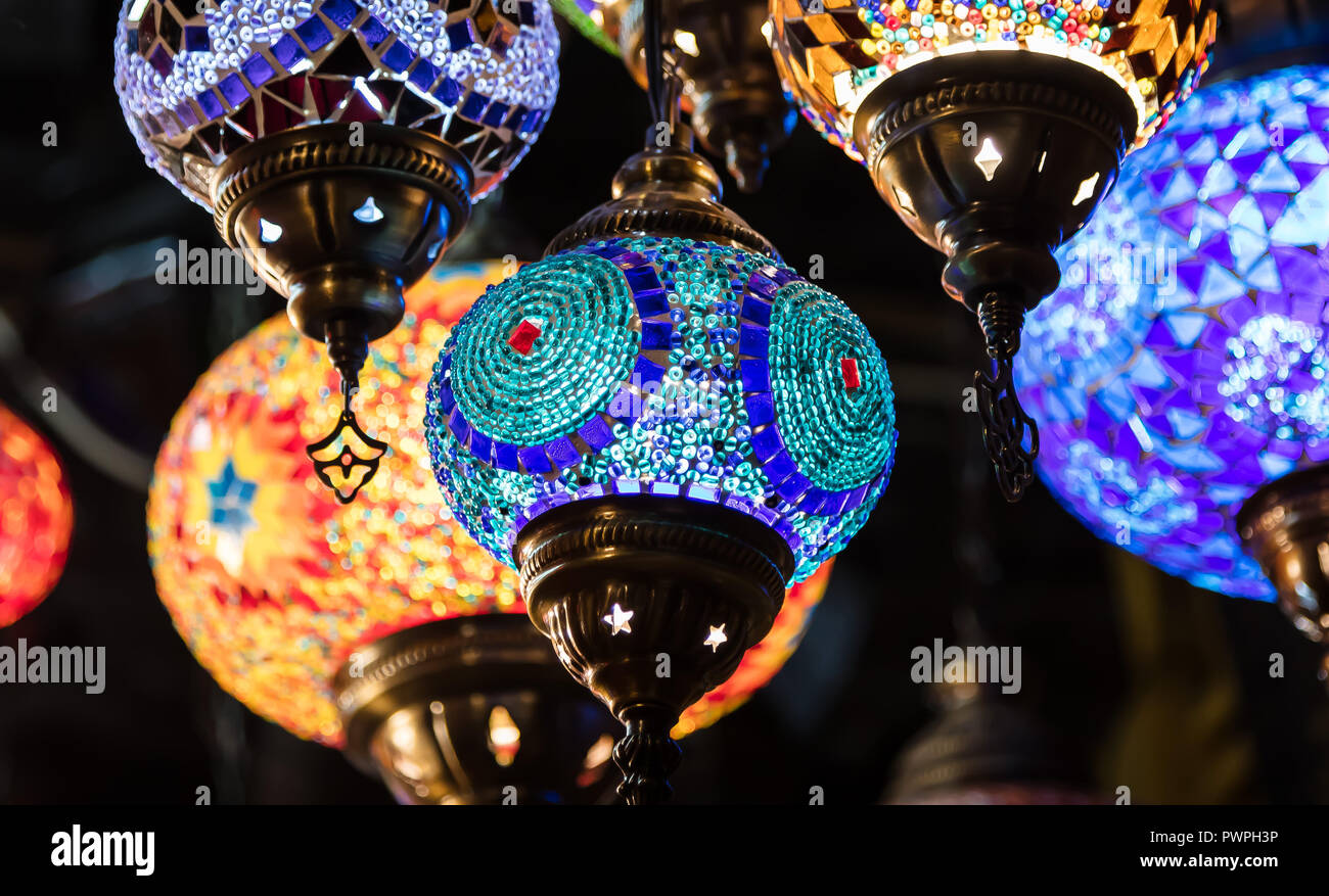 Colorful glass lamps Stock Photo - Alamy