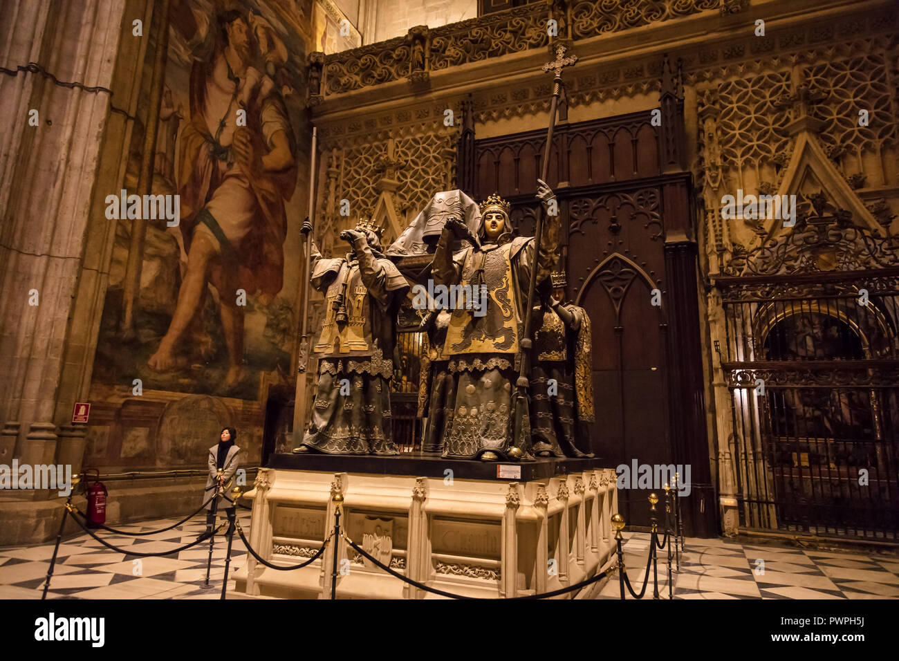 View of Christopher Columbus Tomb, Seville Cathedral, Seville, Spain ...