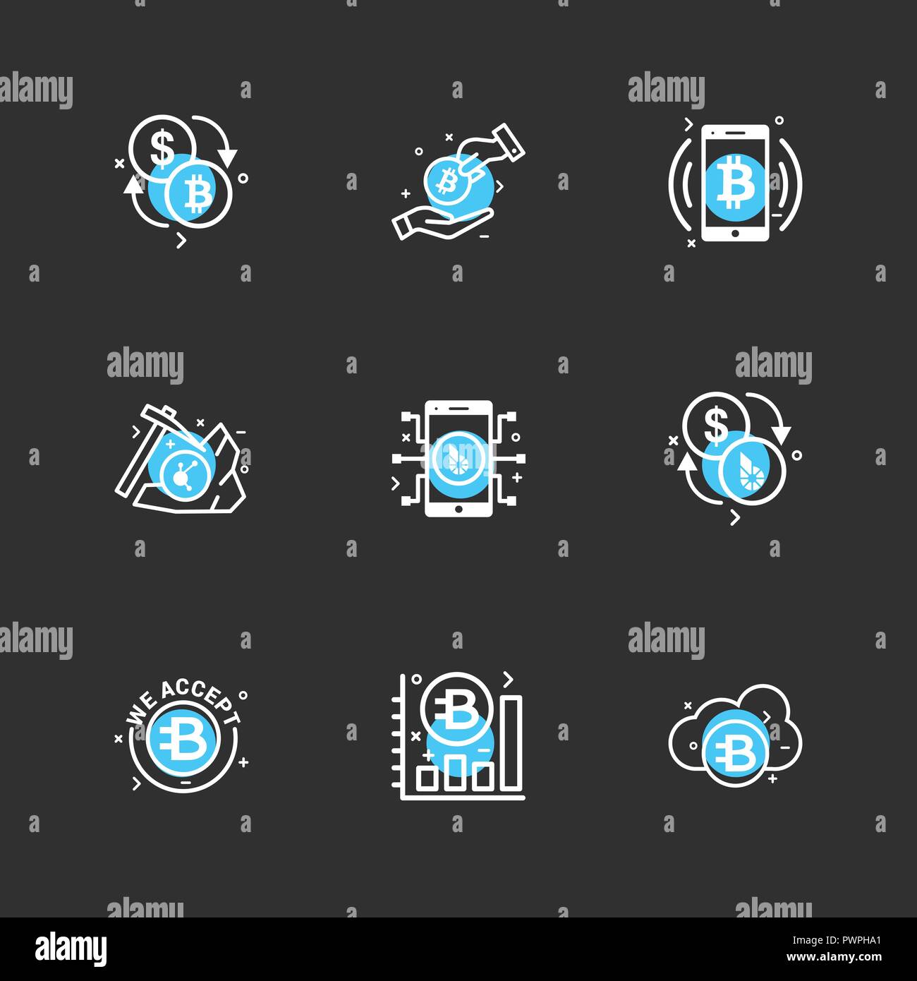Bit coin , crypto currency , mobile , dollar ,money ,share , axe ...