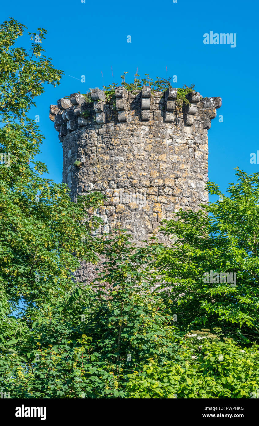 France, Gironde, cite medievale de Rions (medieval citadel), tower of ...