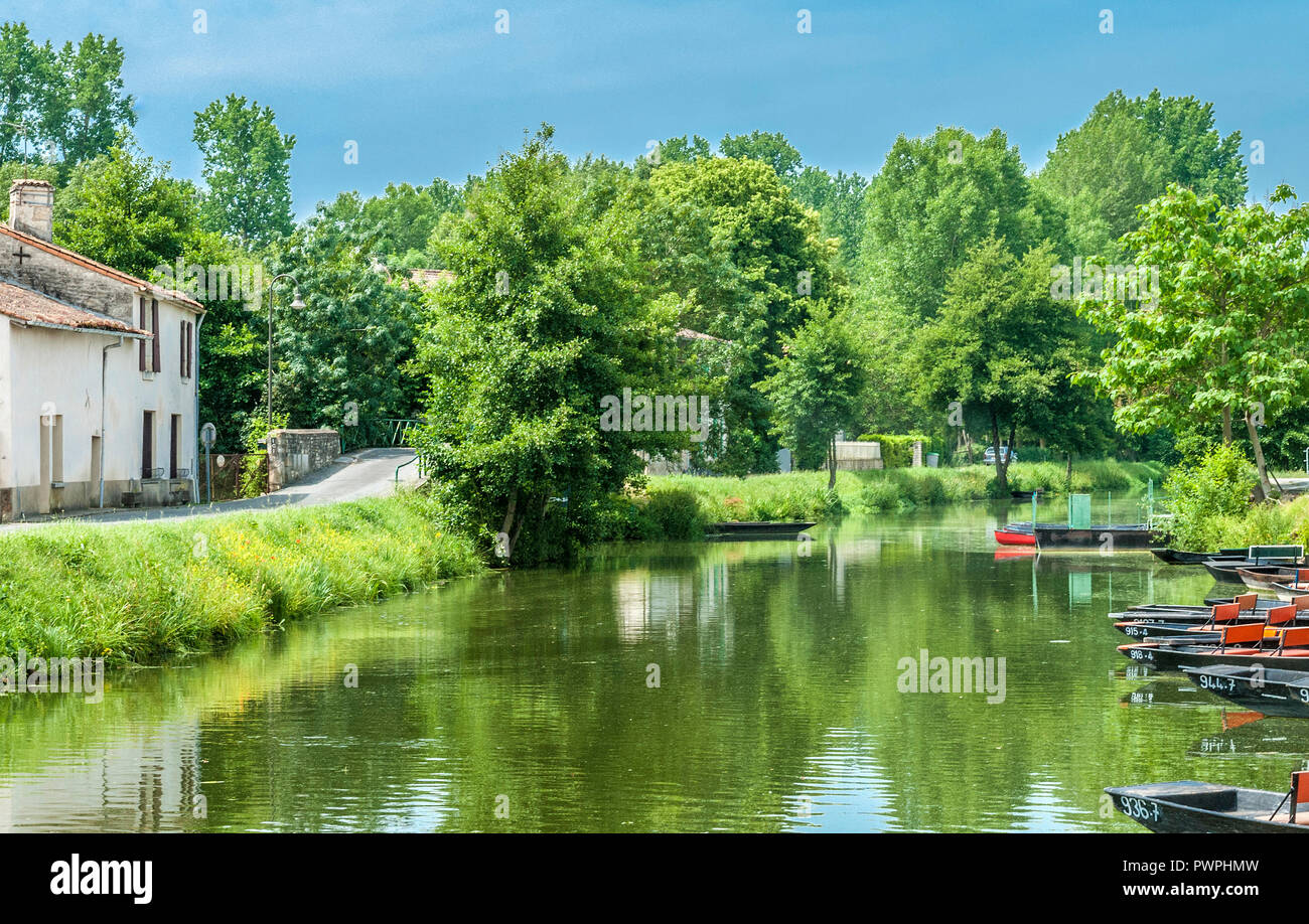 France, Deux Sevres, punts at Coulon in the Marais Poitevin Stock Photo ...