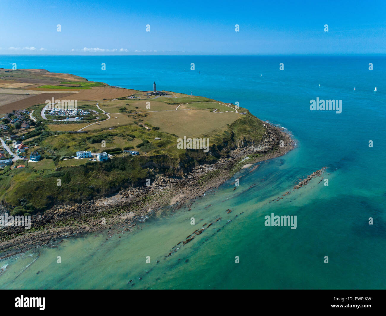 France, Hauts de France, Pas de Calais, aerial pic. Cape Gris-Nez Stock ...
