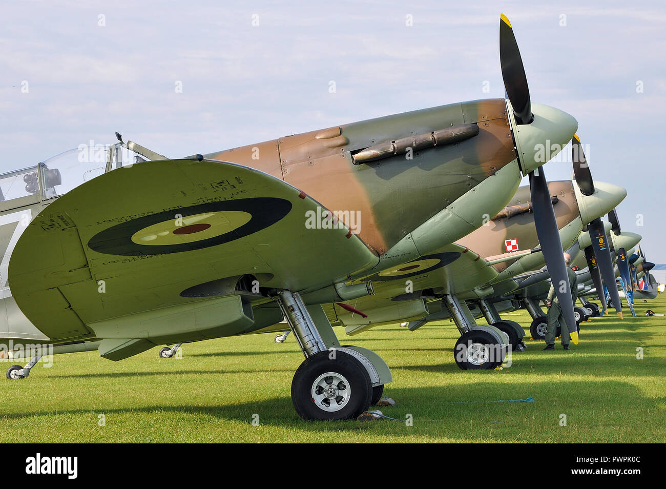 Row of Spitfires. A number of RAF Royal Air Force Supermarine Spitfire ...