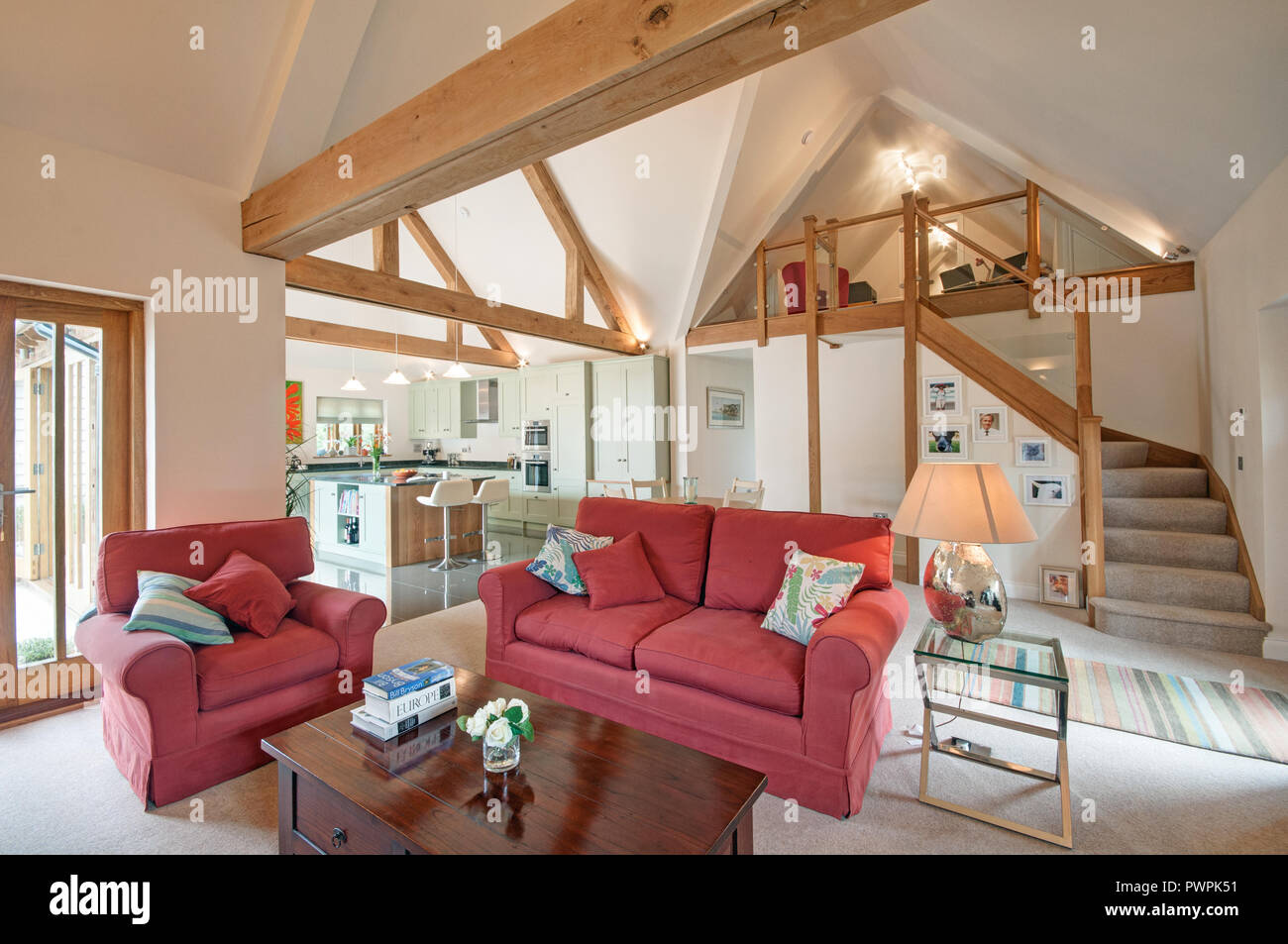 Contemporary bright open plan living Stock Photo - Alamy