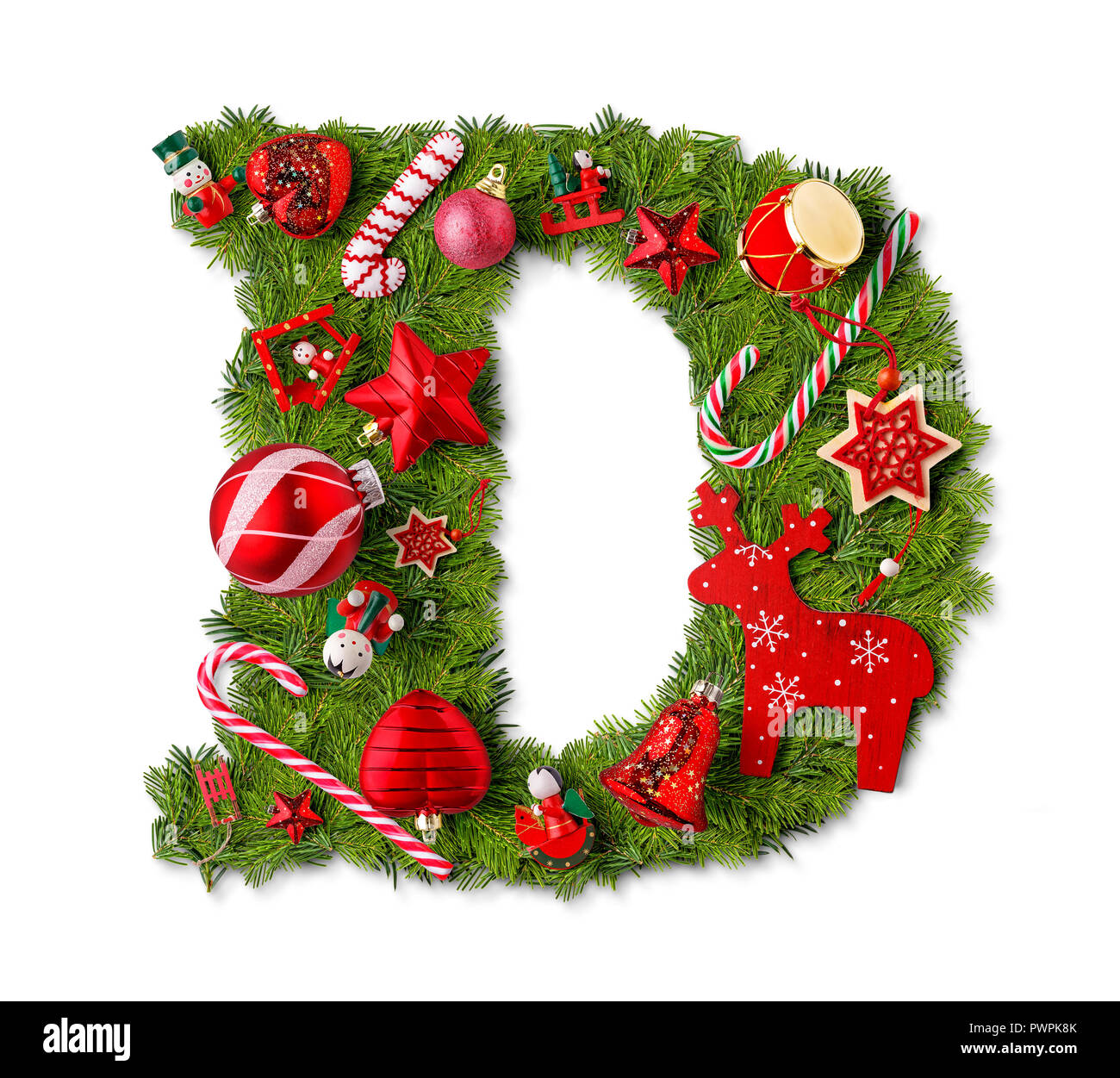 Christmas alphabet letter D isolated on white Stock Photo - Alamy