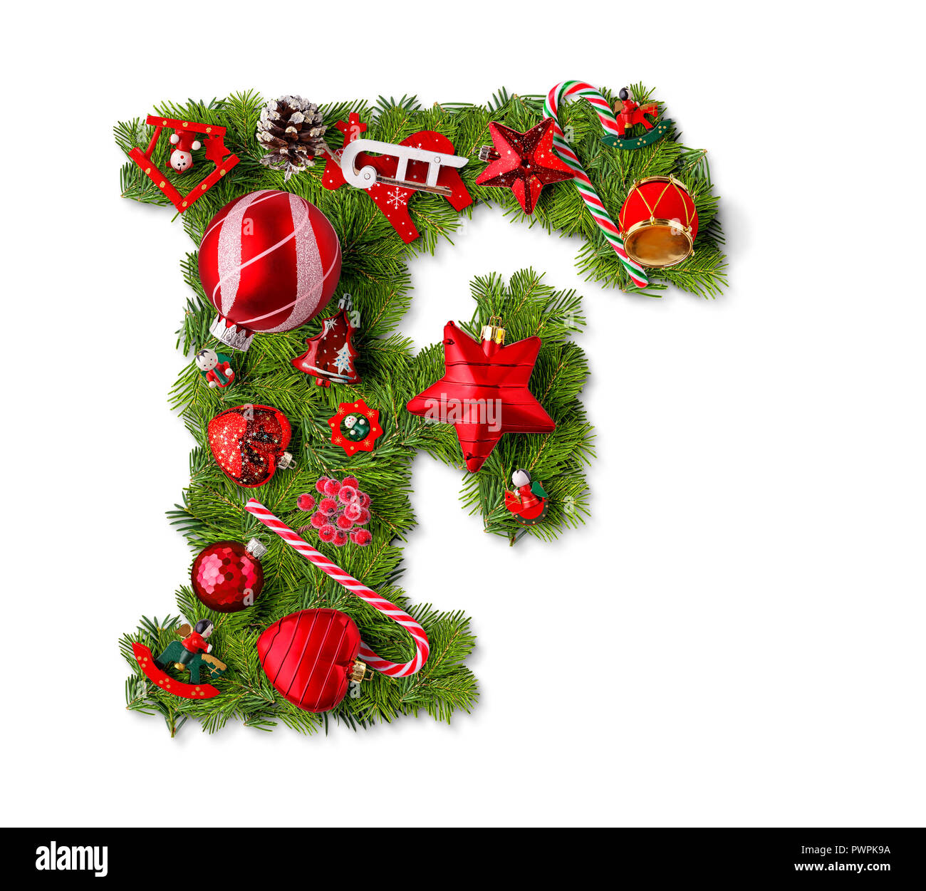 Christmas alphabet letter F isolated on white Stock Photo - Alamy