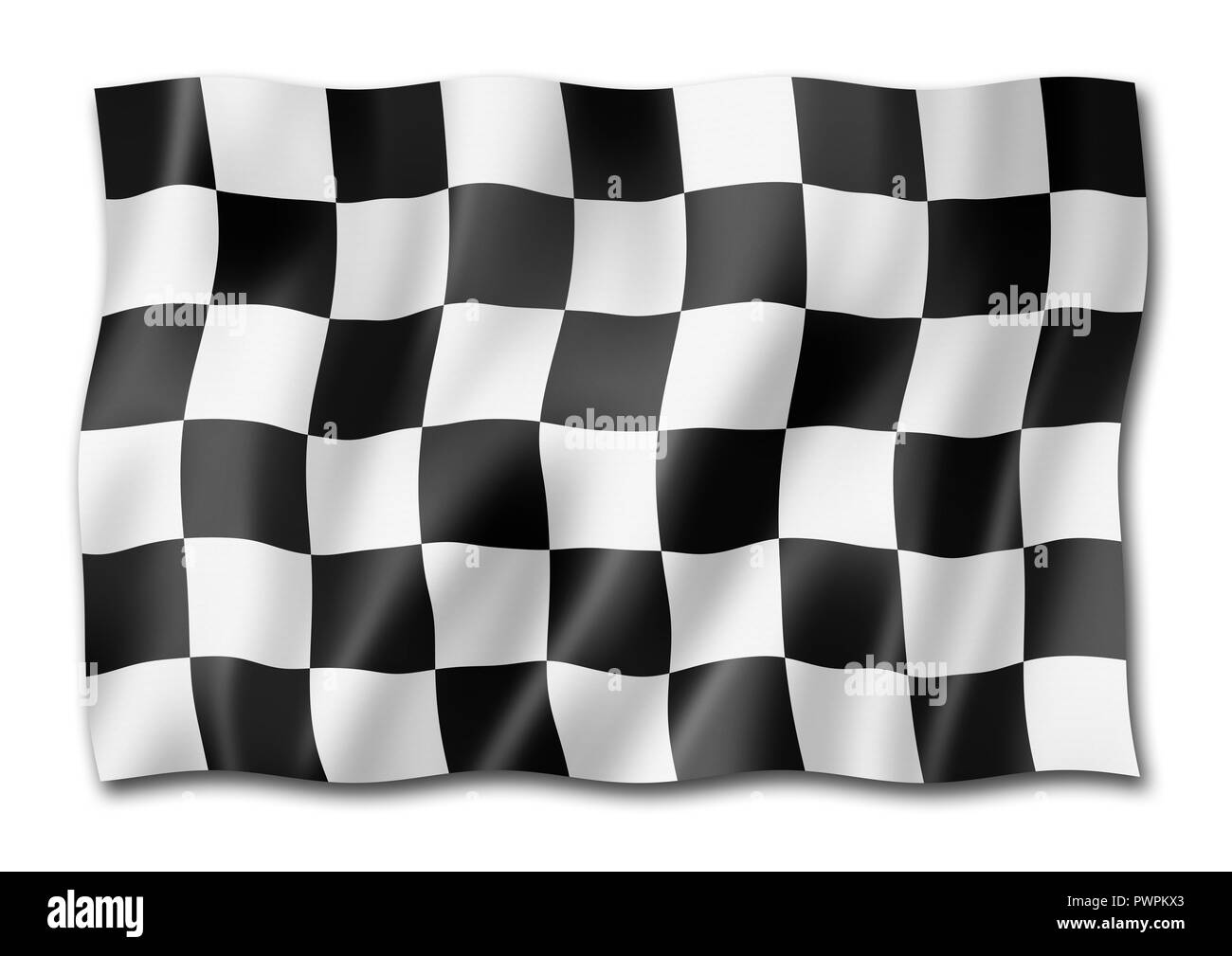 Auto racing finish checkered flag, three dimensional render, isolated ...