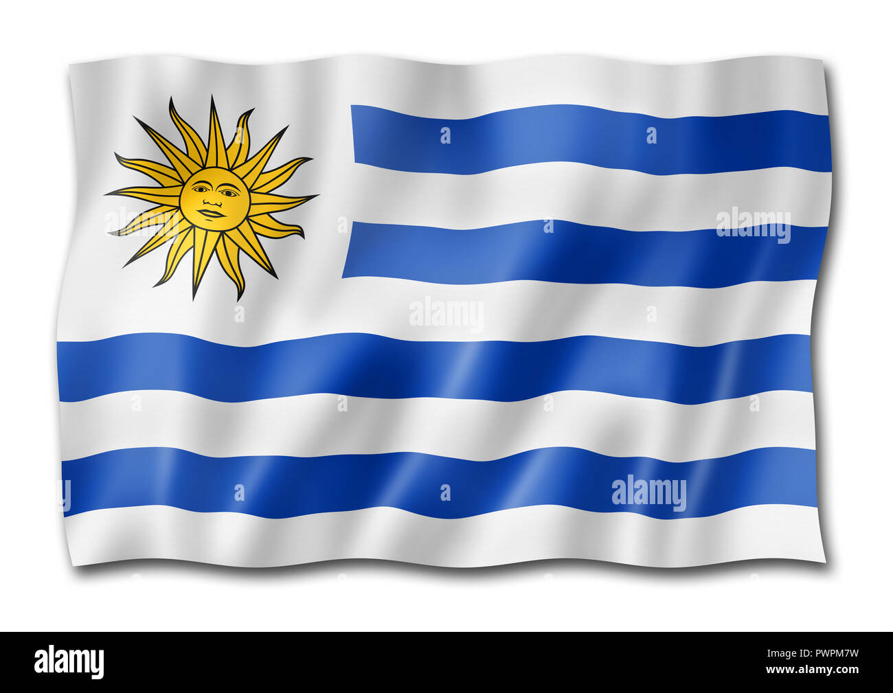 Uruguay flag, three dimensional render, isolated on white Stock Photo ...