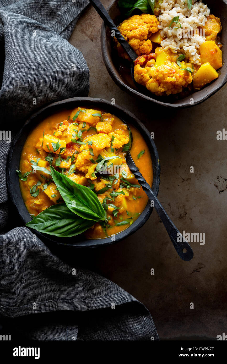 Indian Vegan curry dinner Stock Photo - Alamy