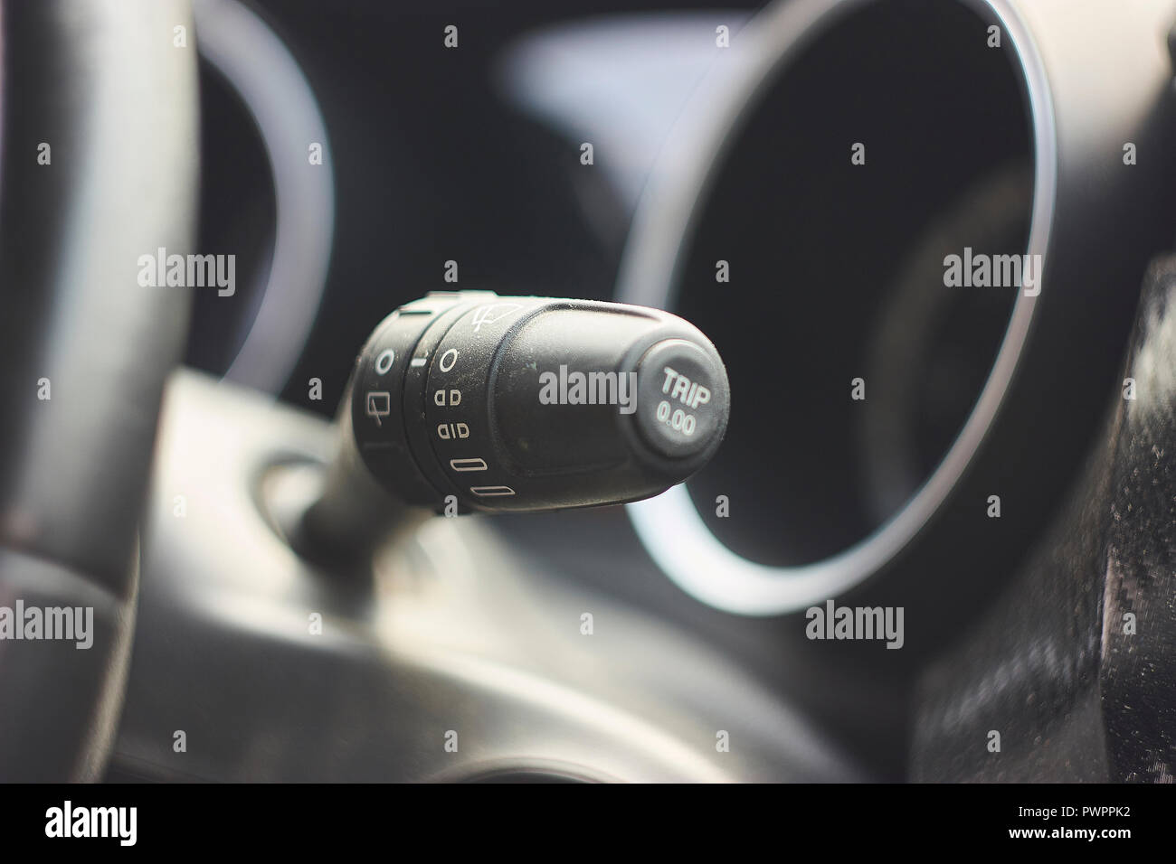 Small lever, direction indicator, of a car. An essential command to ...