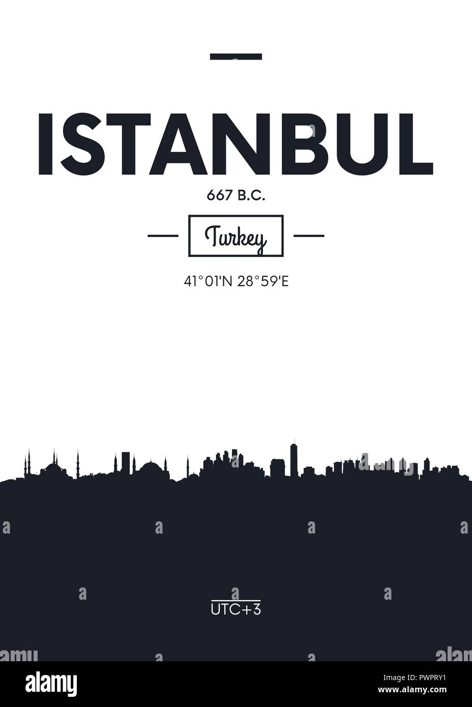 Poster city skyline Istanbul, Flat style vector illustration interior ...