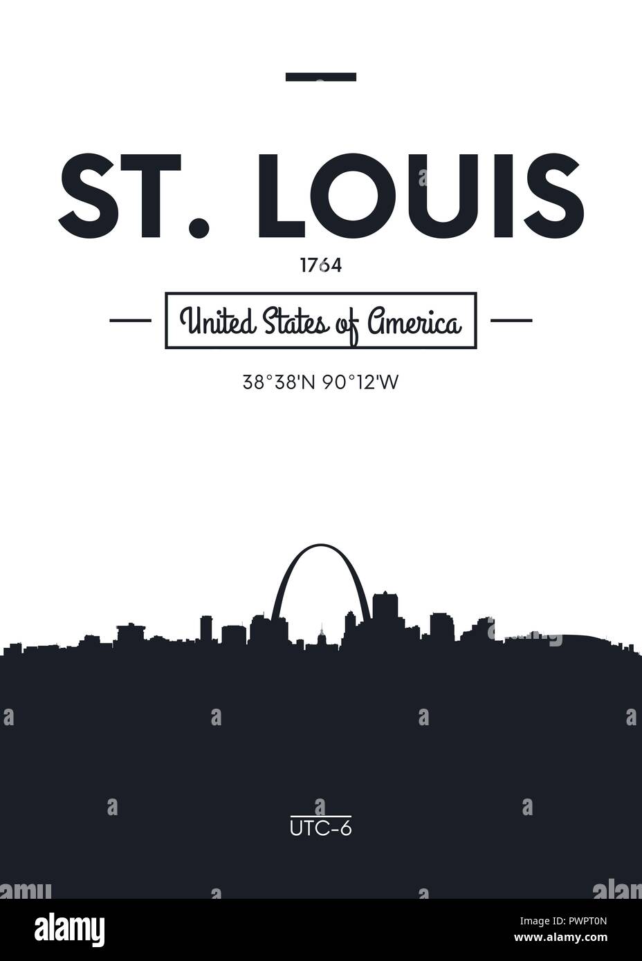 Poster city skyline St Louis, Flat style vector illustration interior ...