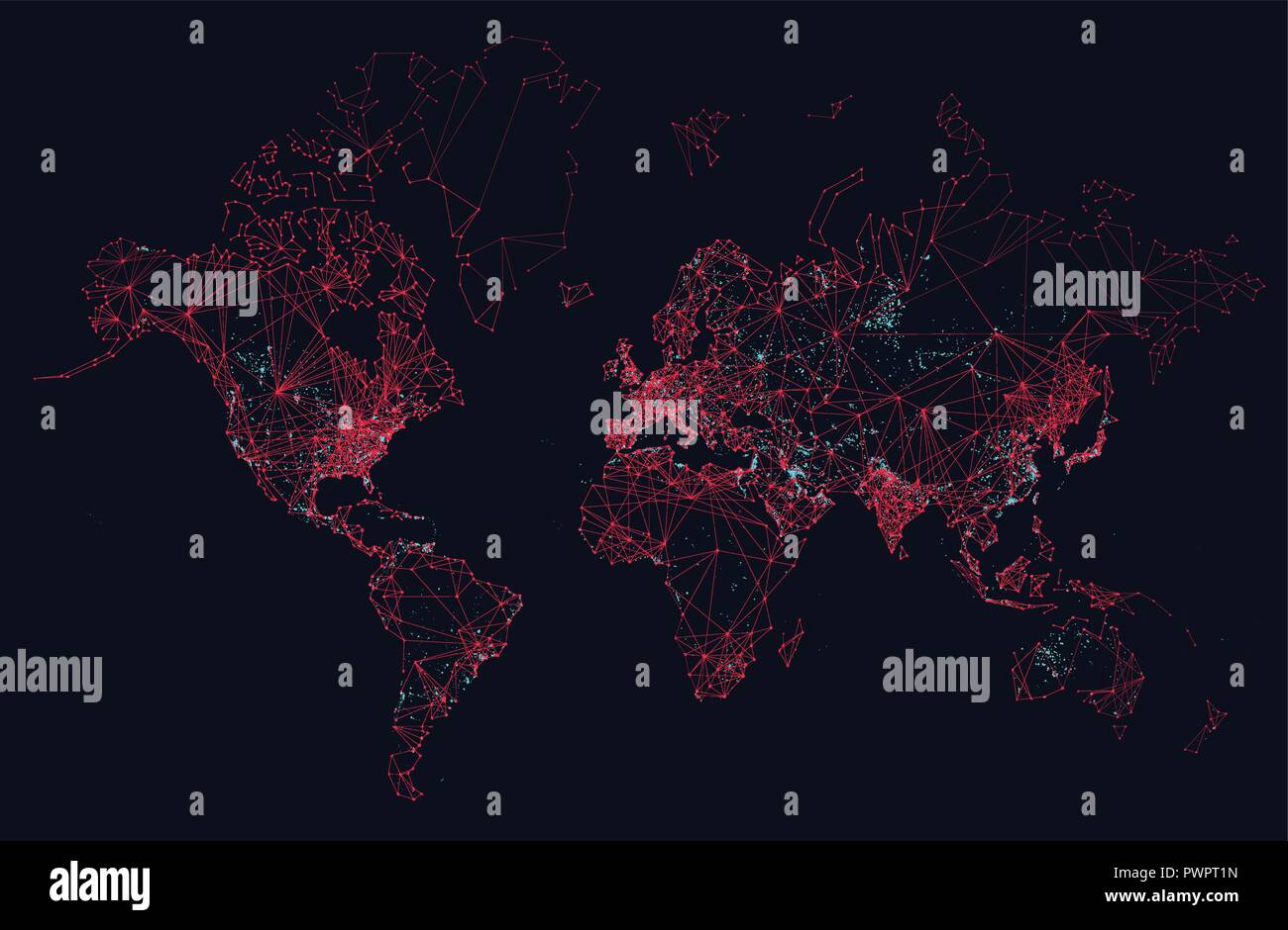 Sci-fi world map global connection futuristic interface business vector ...