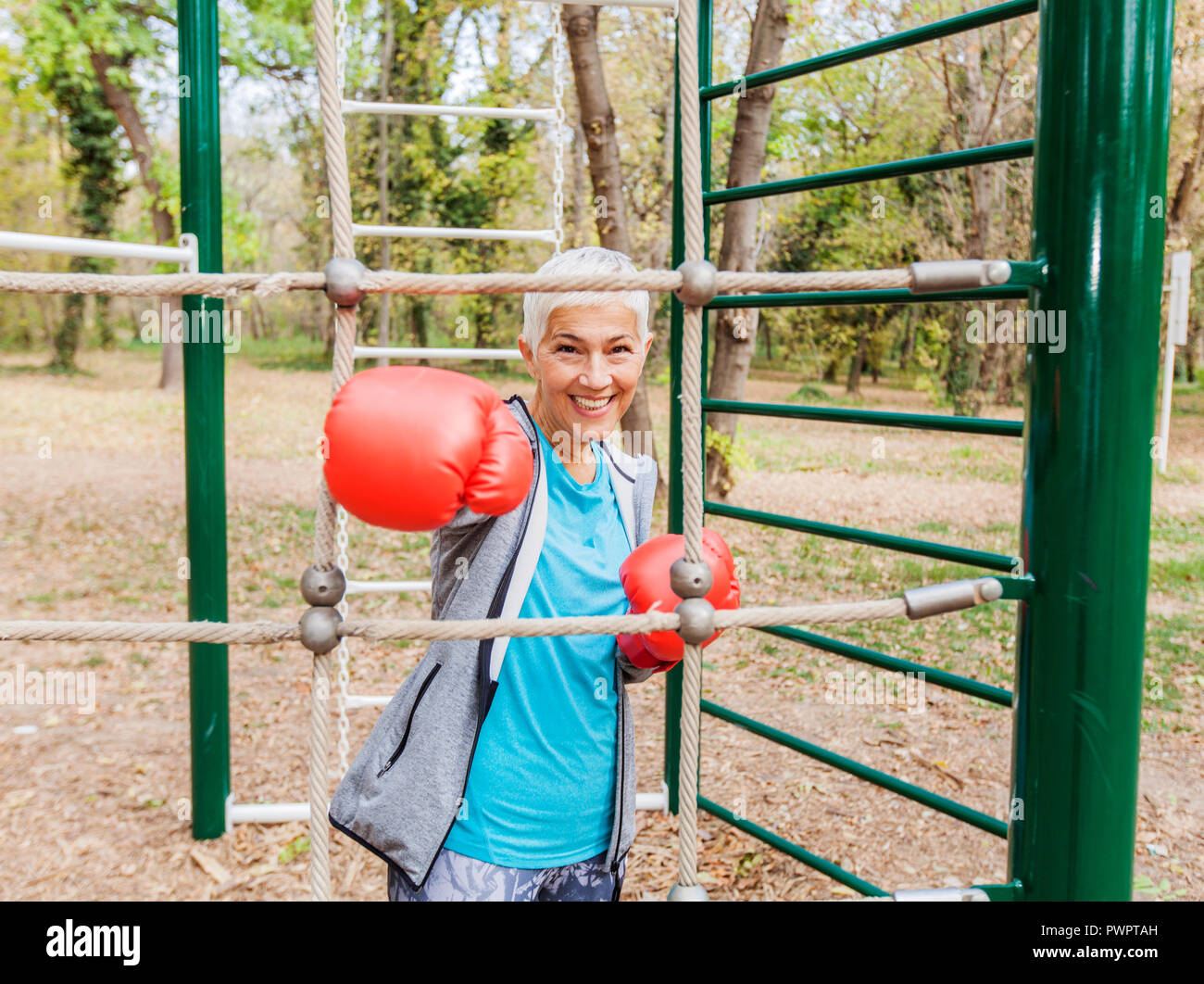 Senior woman practicing boxing hi-res stock photography and images - Alamy