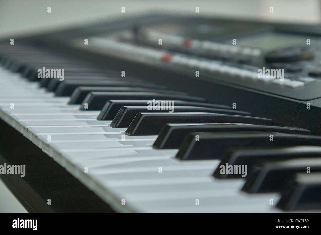 keys of an electronic keyboard while playing at a concert Stock Photo ...