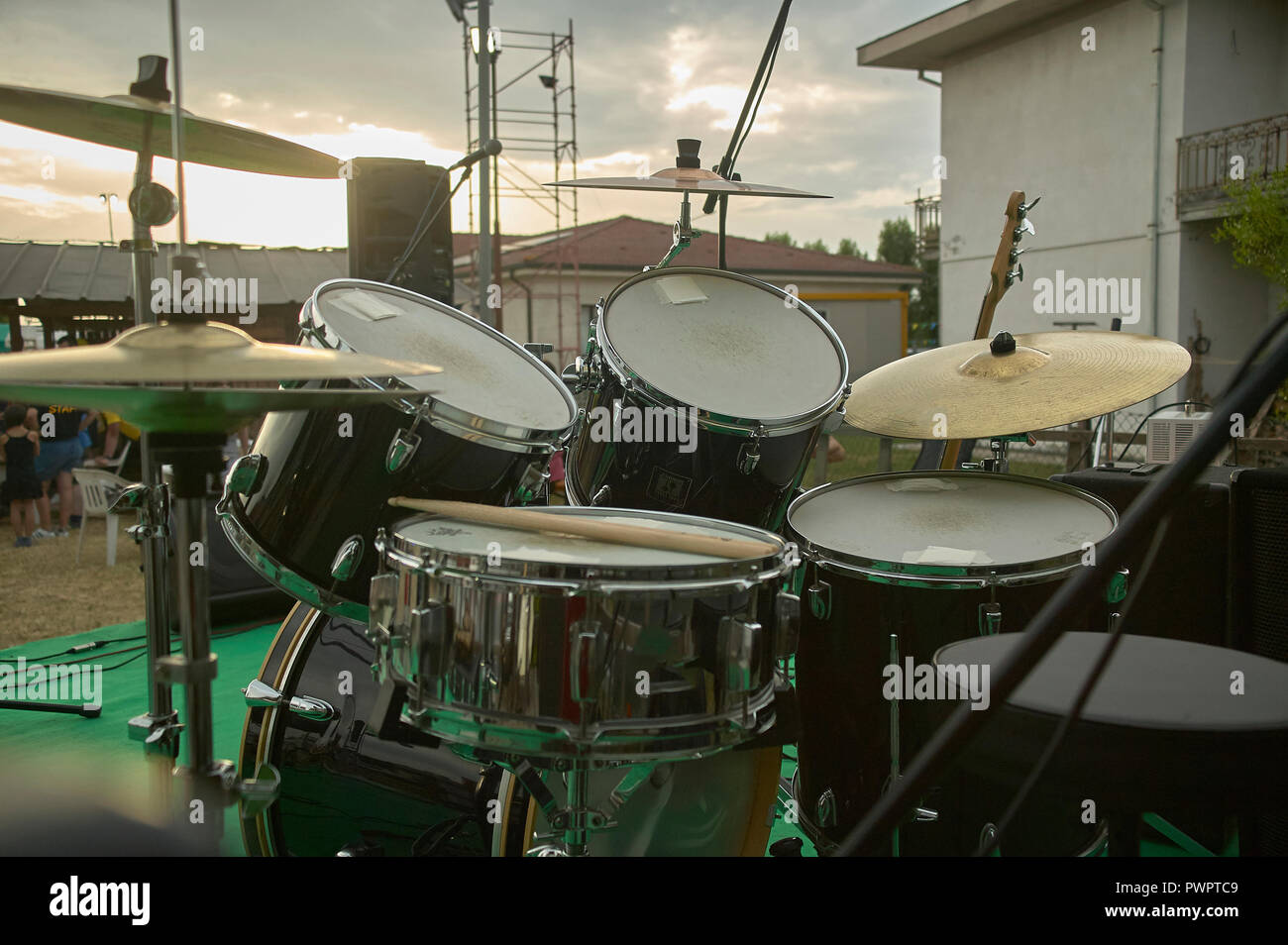 View of a drums, musical instrument, from the point of view of the ...