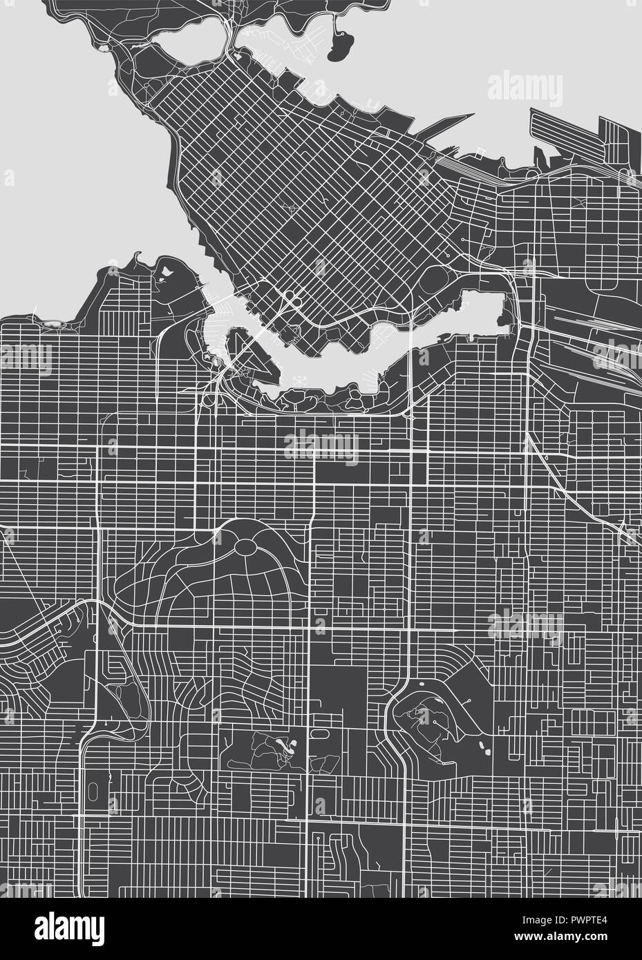 Vancouver city plan, detailed vector map detailed plan of the city ...