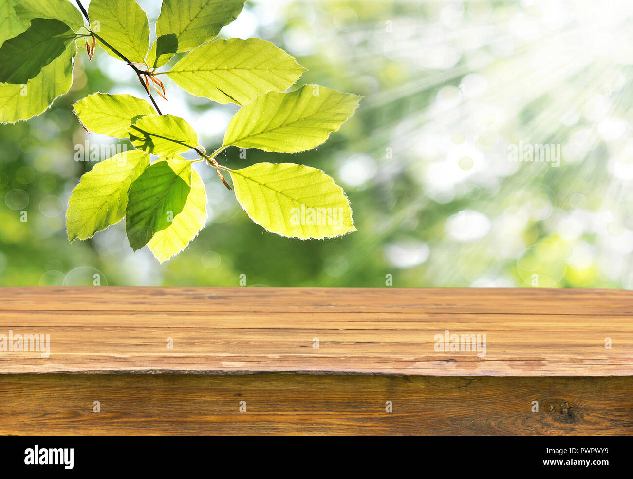 empty wooden table for display montages Stock Photo - Alamy