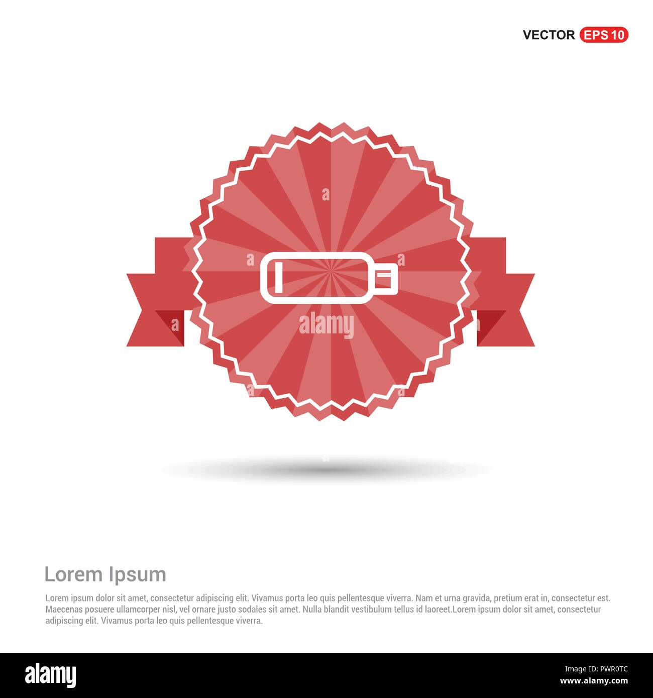 Battery icon - Red Ribbon banner Stock Vector Image & Art - Alamy