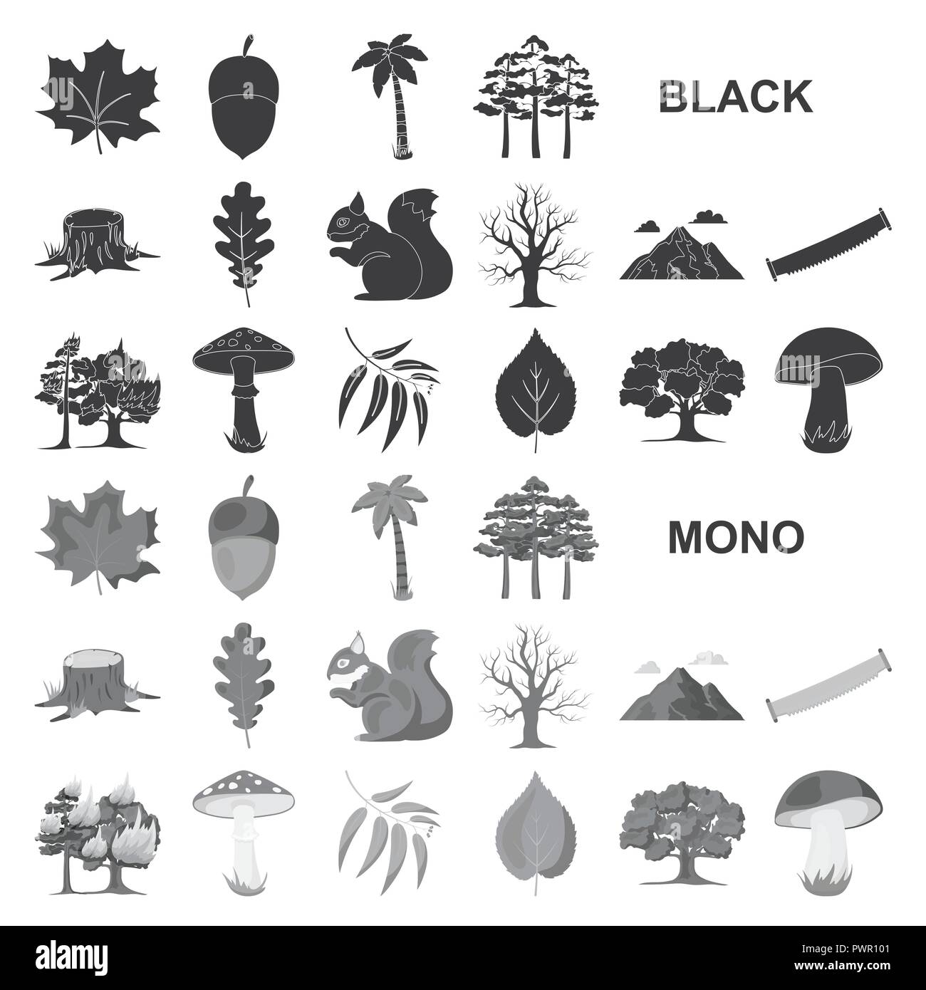 Forest and nature black icons in set collection for design. Forest life ...