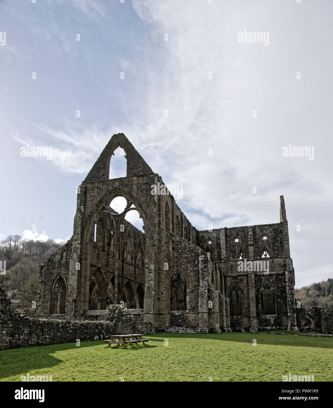 Tintern Abbey, a ruin alongside the River Wye Stock Photo - Alamy