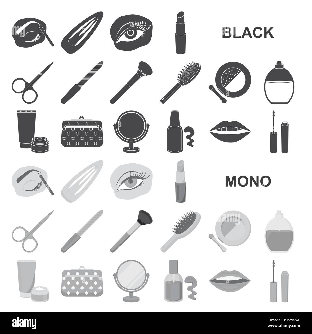 Makeup and cosmetics black icons in set collection for design. Makeup ...
