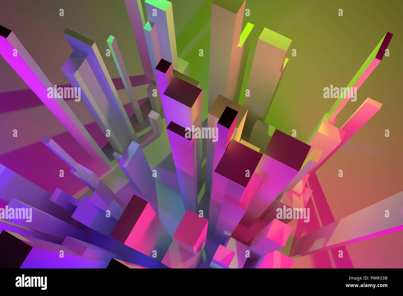 Abstract block or shapre pillar, colorful lighting, for web page ...