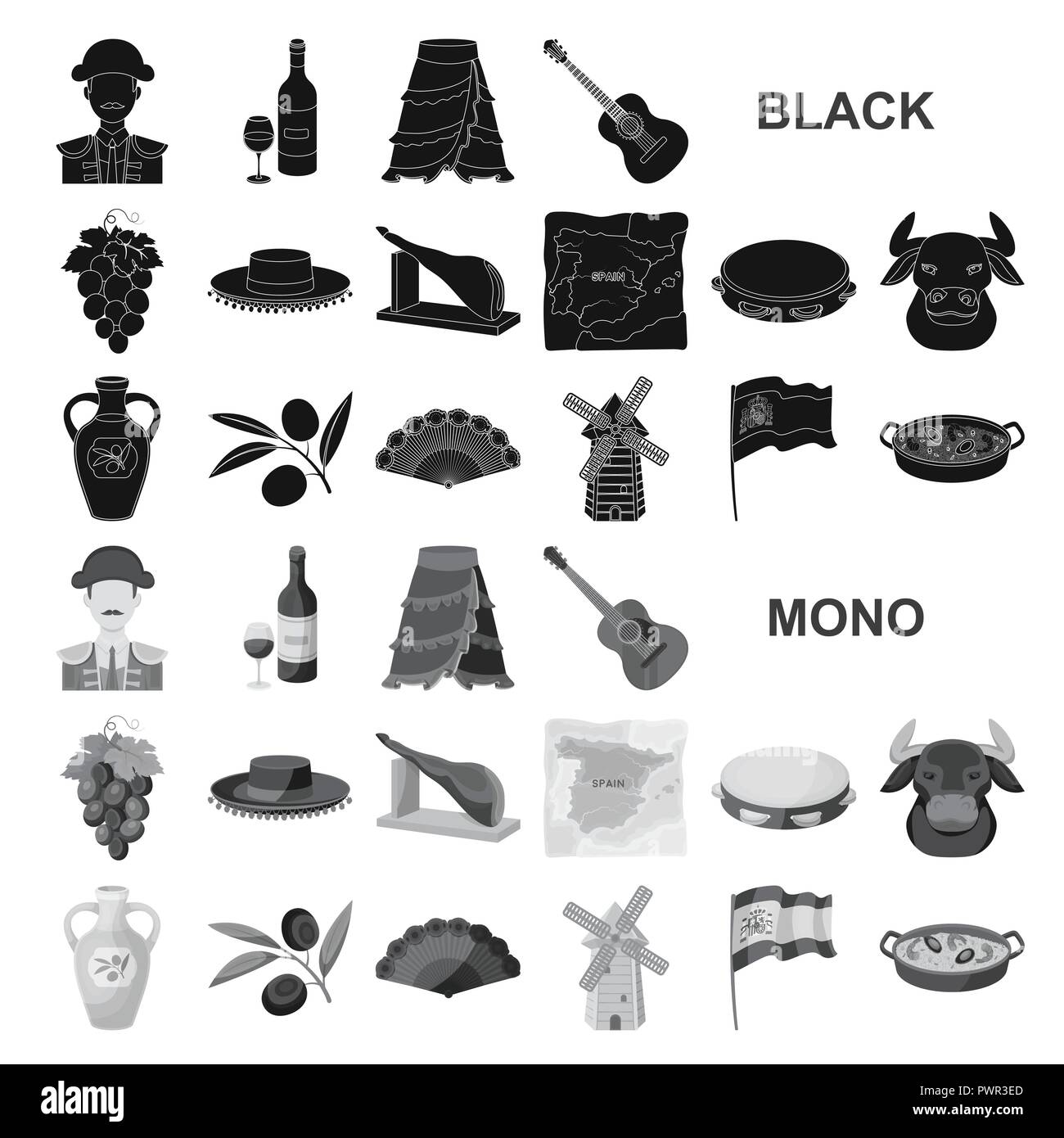 Spanish culture icons isolated icon hi-res stock photography and images ...
