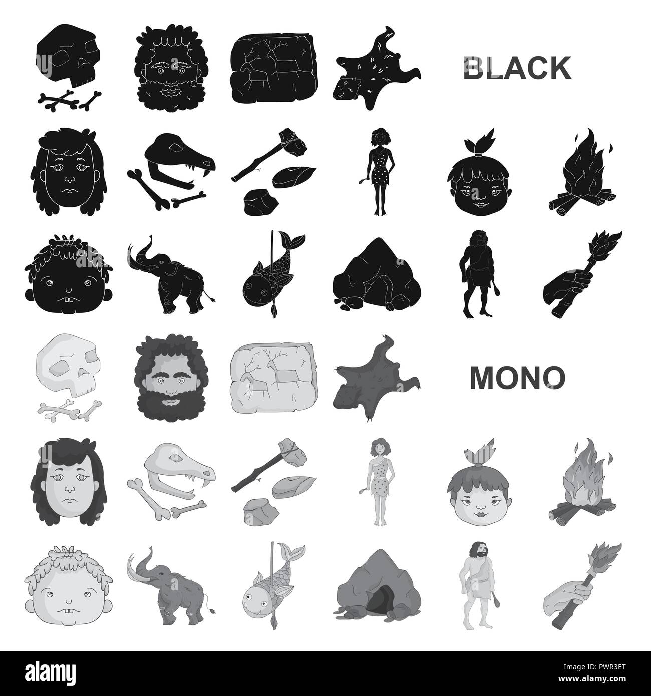 Life in the Stone Age black icons in set collection for design. Ancient ...