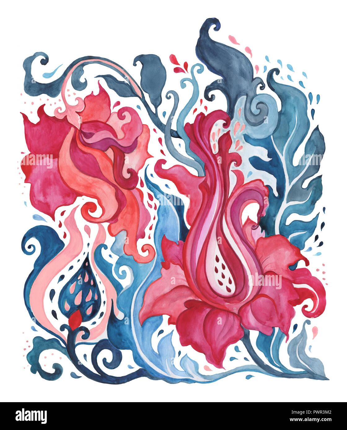 Watercolor Abstract Flower. Hand Drawn Floral Pattern Stock Photo - Alamy