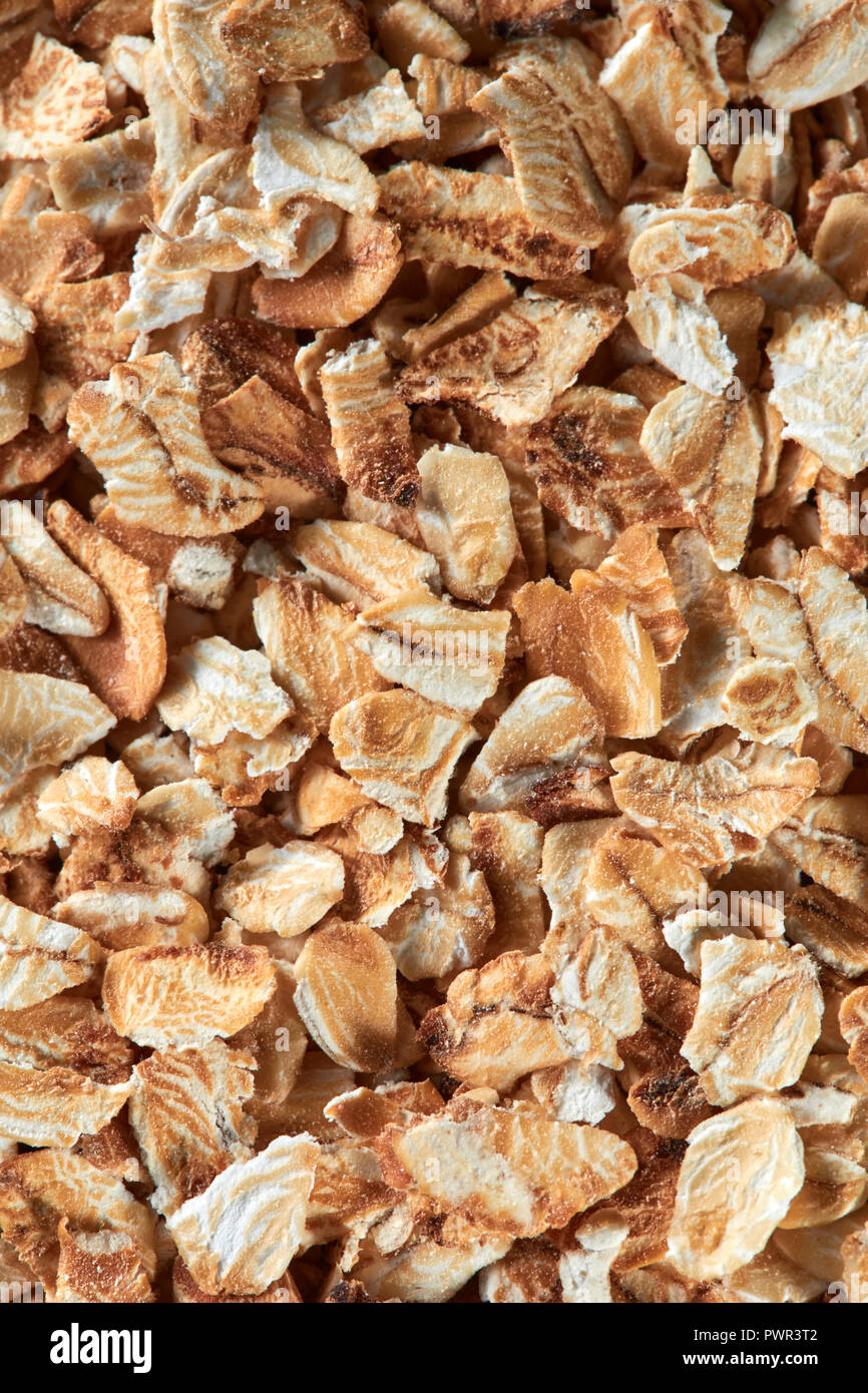 Uncooked oat flakes as a background. Close up, top view, high ...