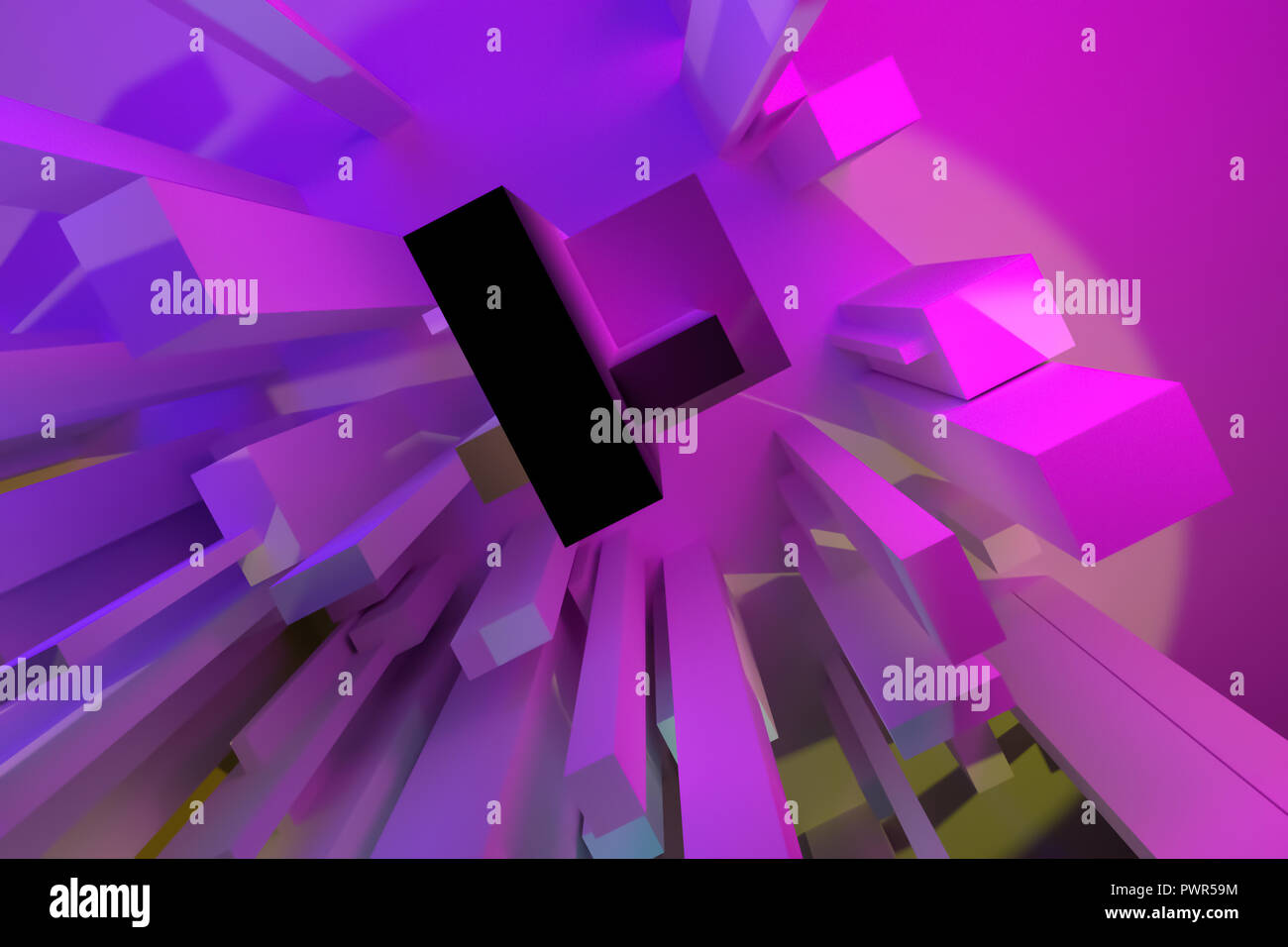 3D rendering. Colorful lighting, block or shapre, pillar. Decorative ...