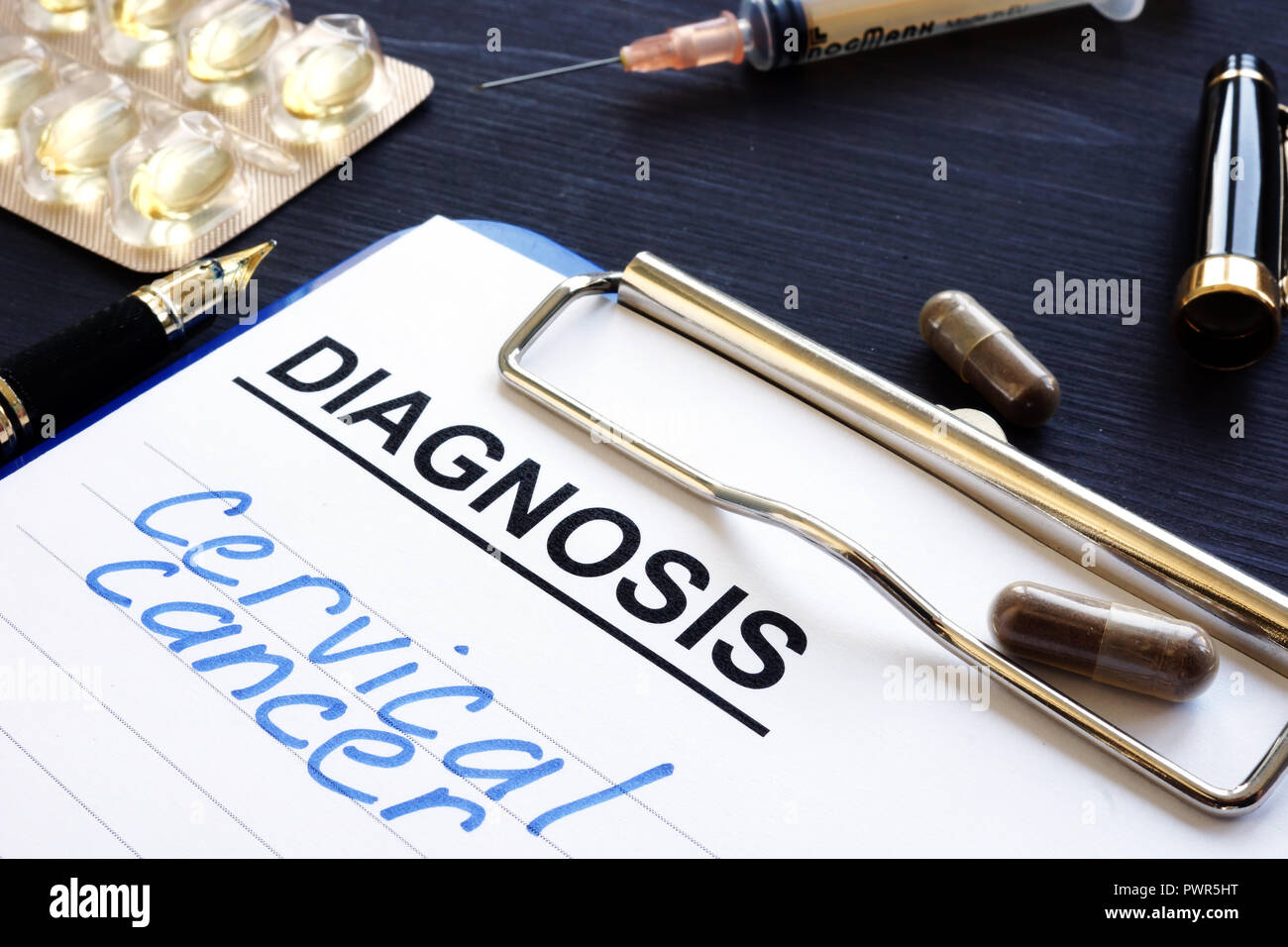 Medical form with diagnosis cervical cancer Stock Photo - Alamy