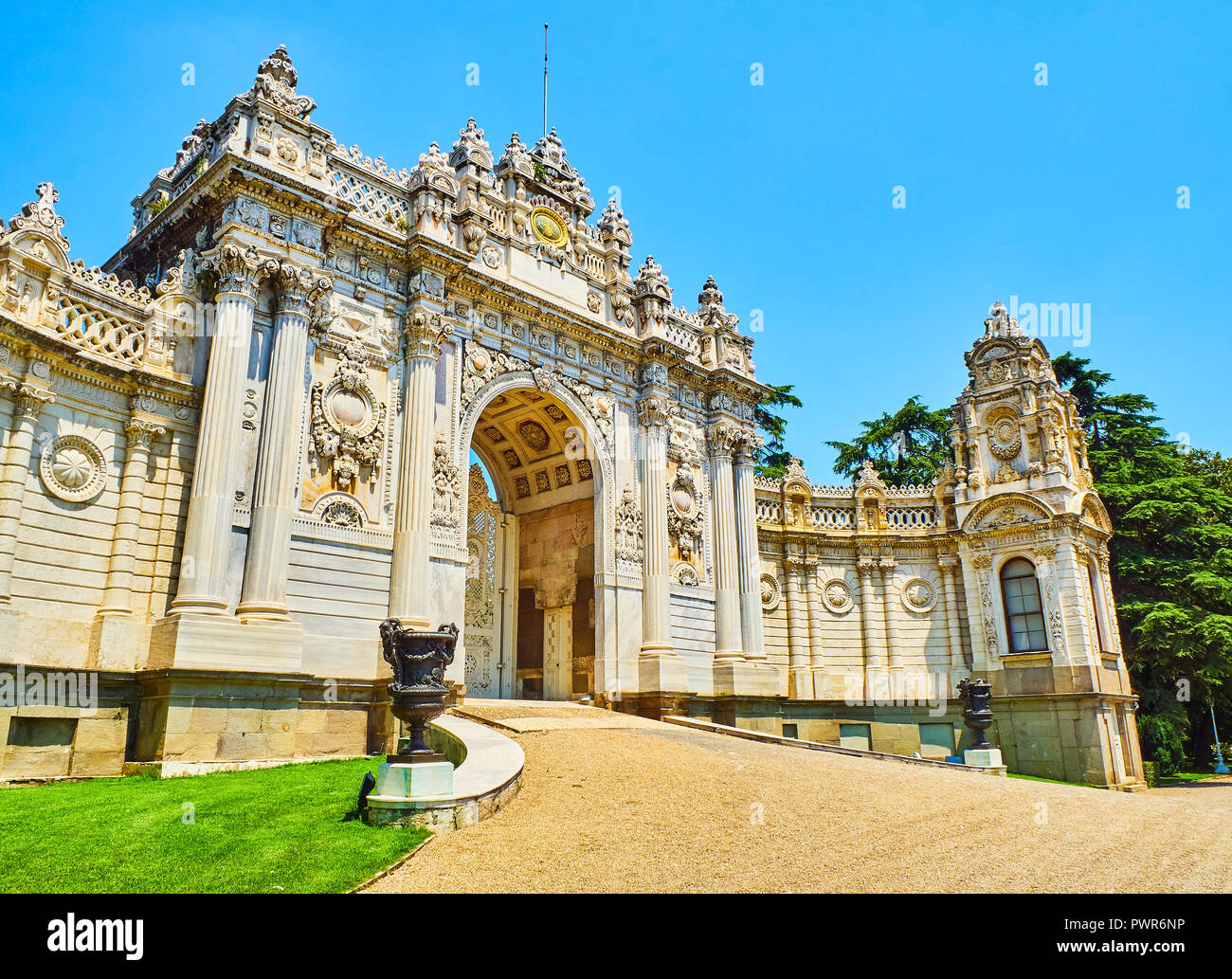 The Treasury Gate of the Dolmabahce Palace, located in the Besiktas ...