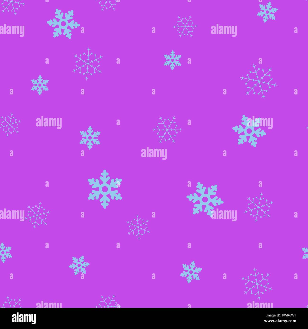 Blue snowflakes seamless pattern. Purple background. Vector ...