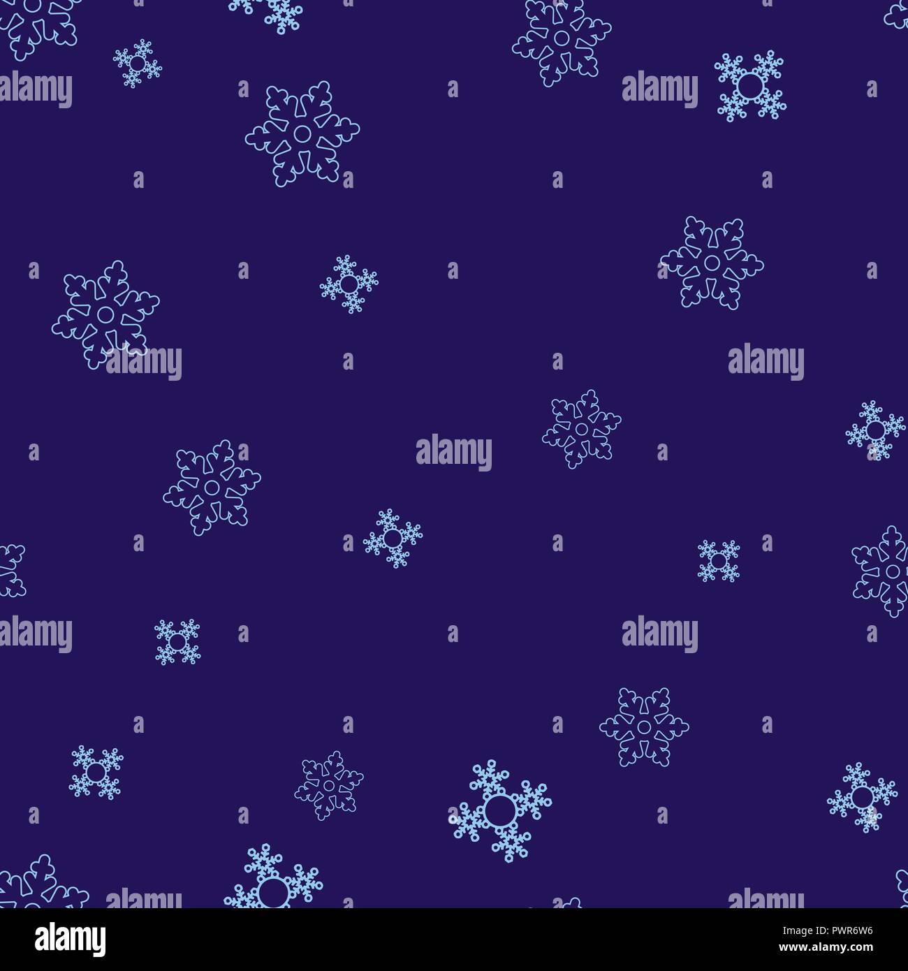 Light blue snowflakes seamless pattern. Dark blue background. Vector ...