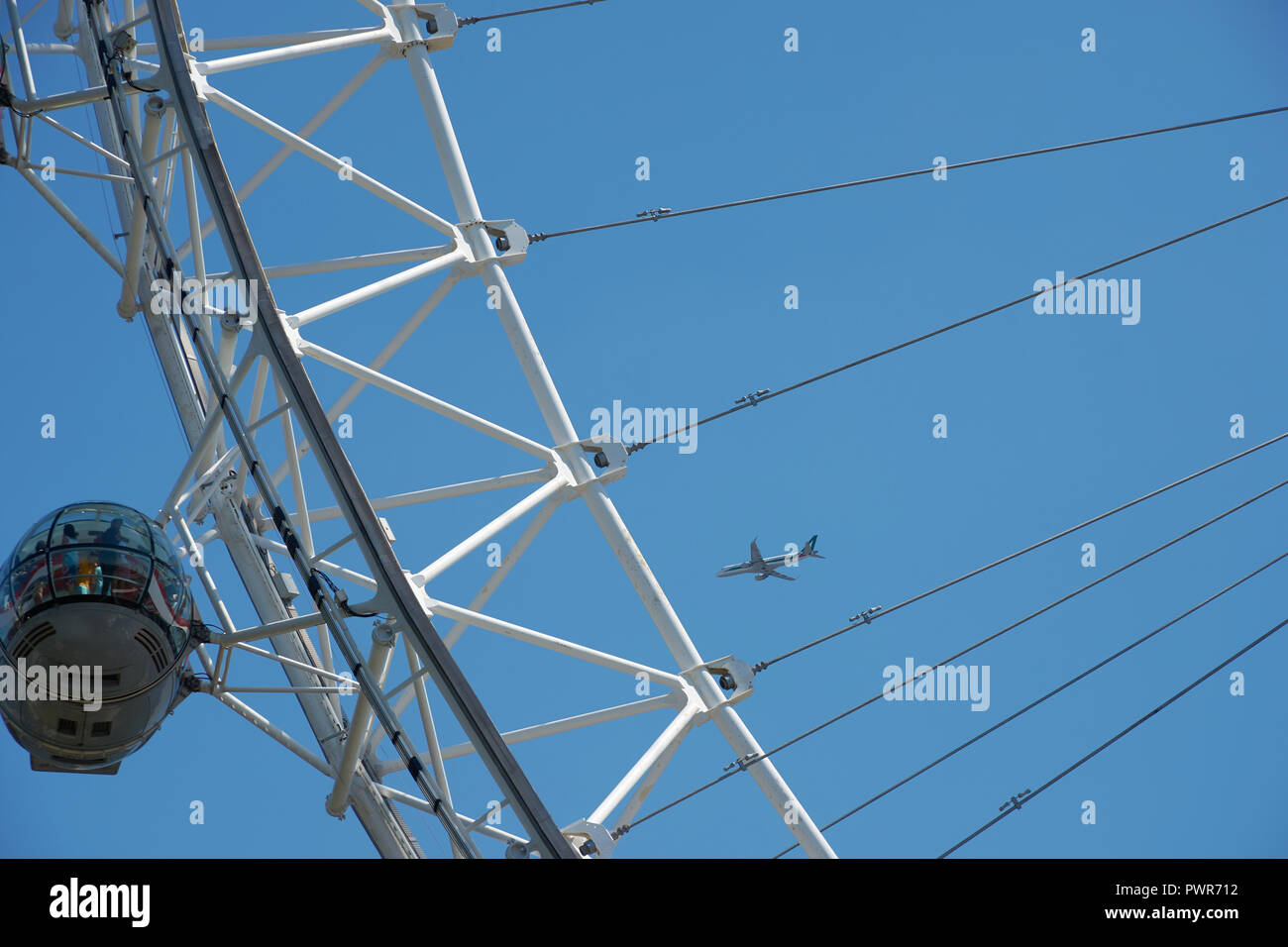 LONDON / Great Britain - June 26, 2018 : Airplane is flying between ...