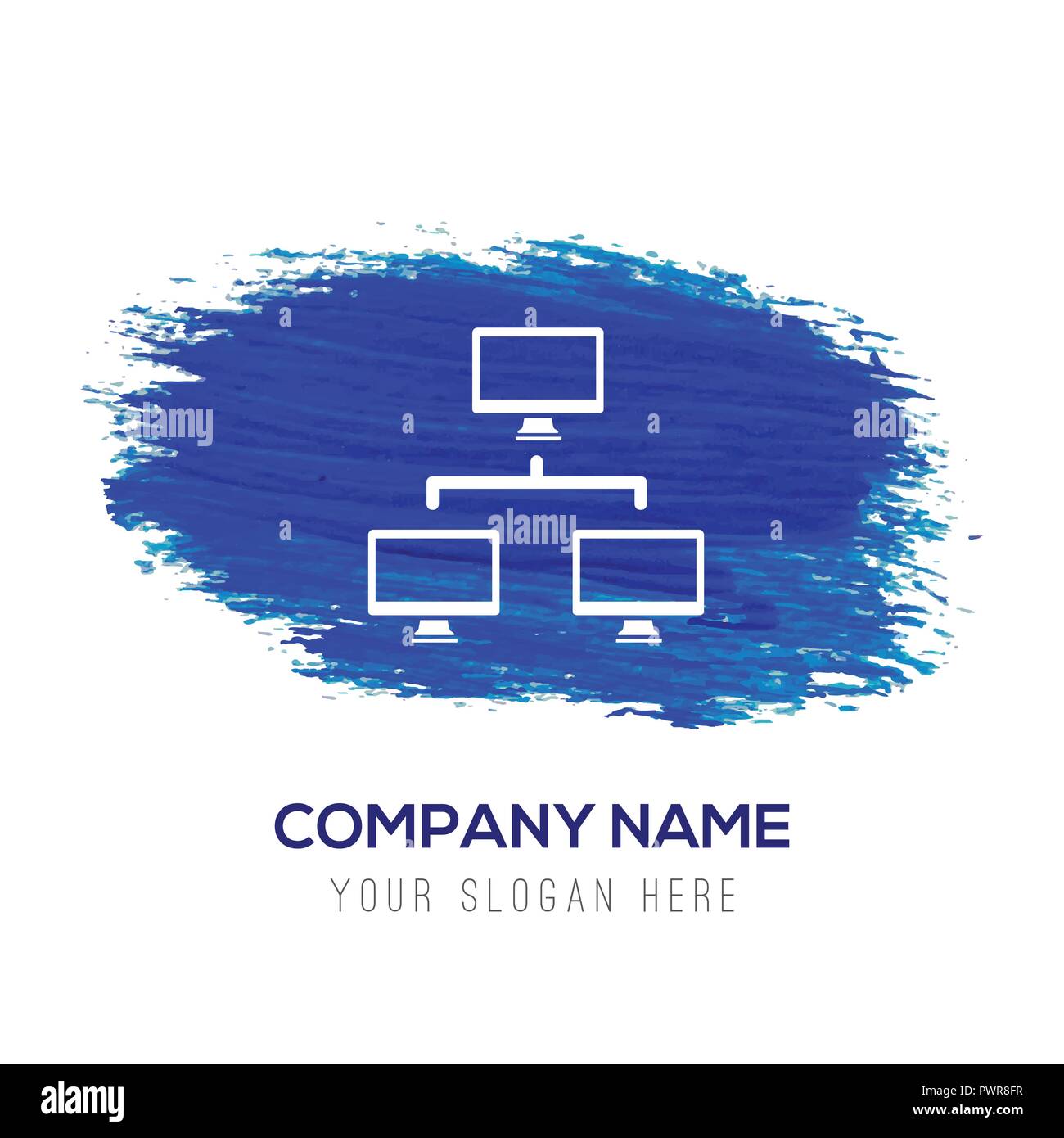 Hierarchical network icon - Blue watercolor background Stock Vector ...