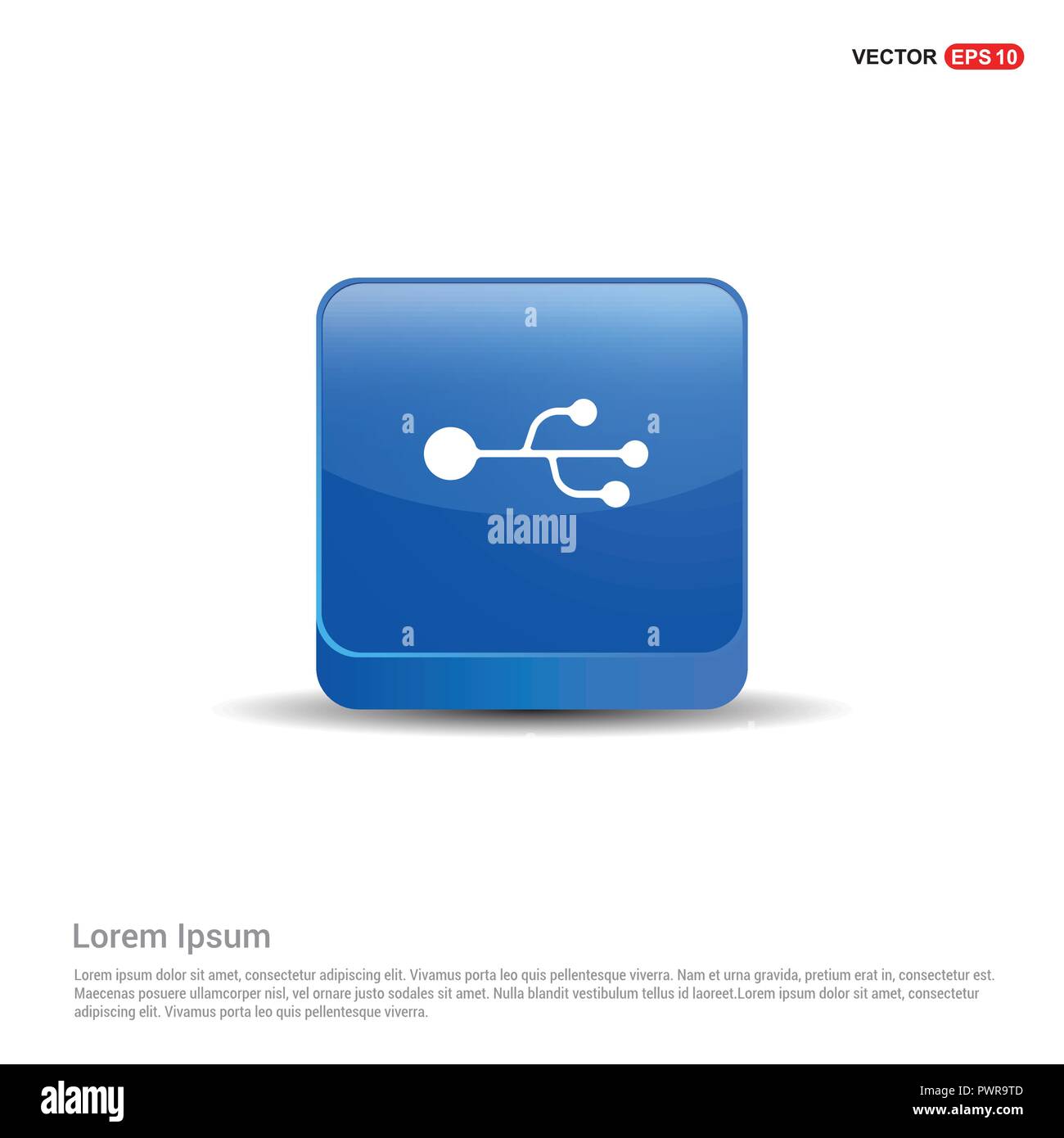 USB Symbol icon - 3d Blue Button Stock Vector Image & Art - Alamy