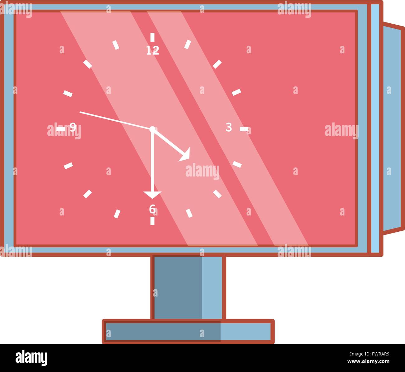 computer monitor with clock in display vector illustration design Stock ...