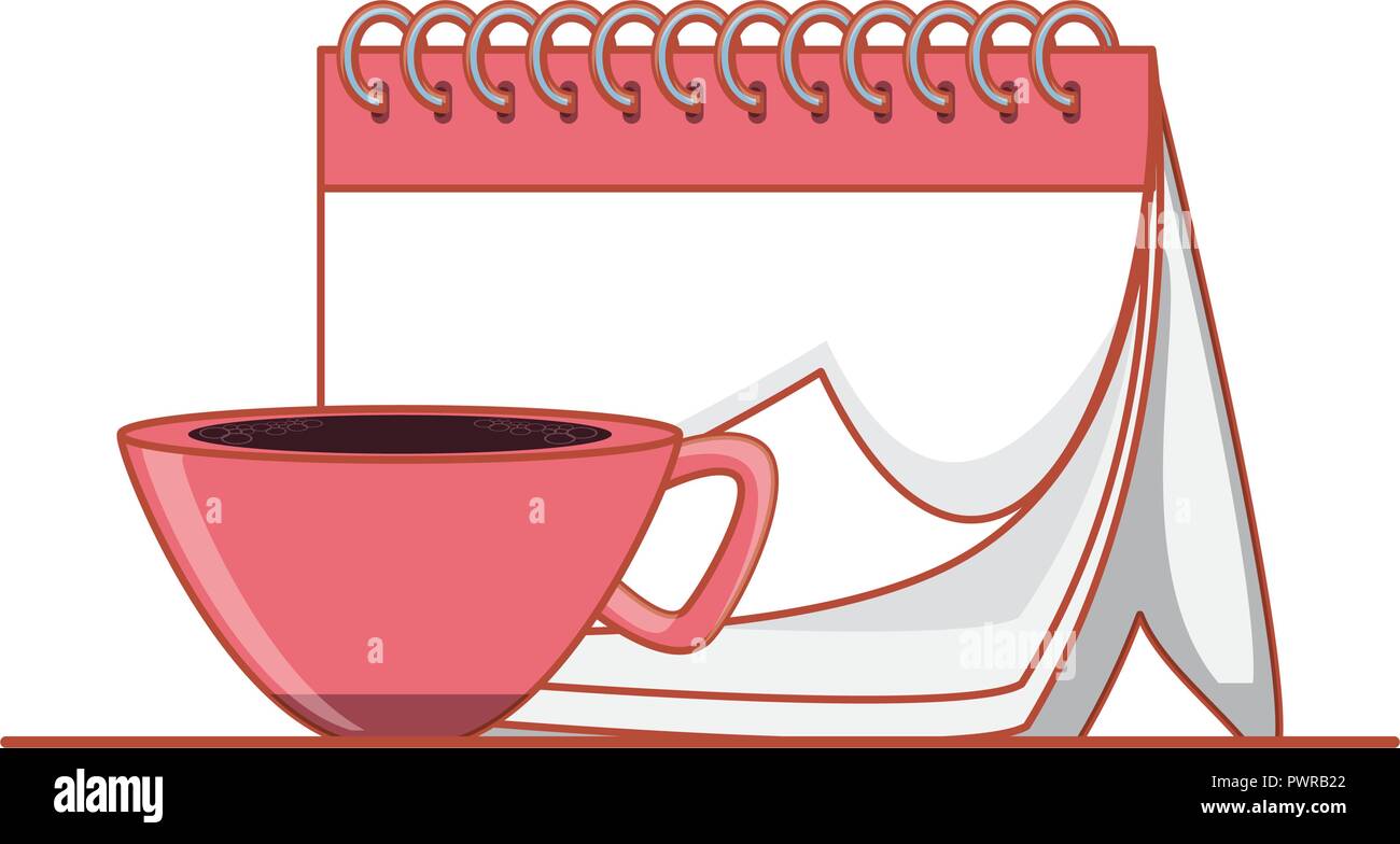 calendar reminder with coffee cup vector illustration design Stock ...